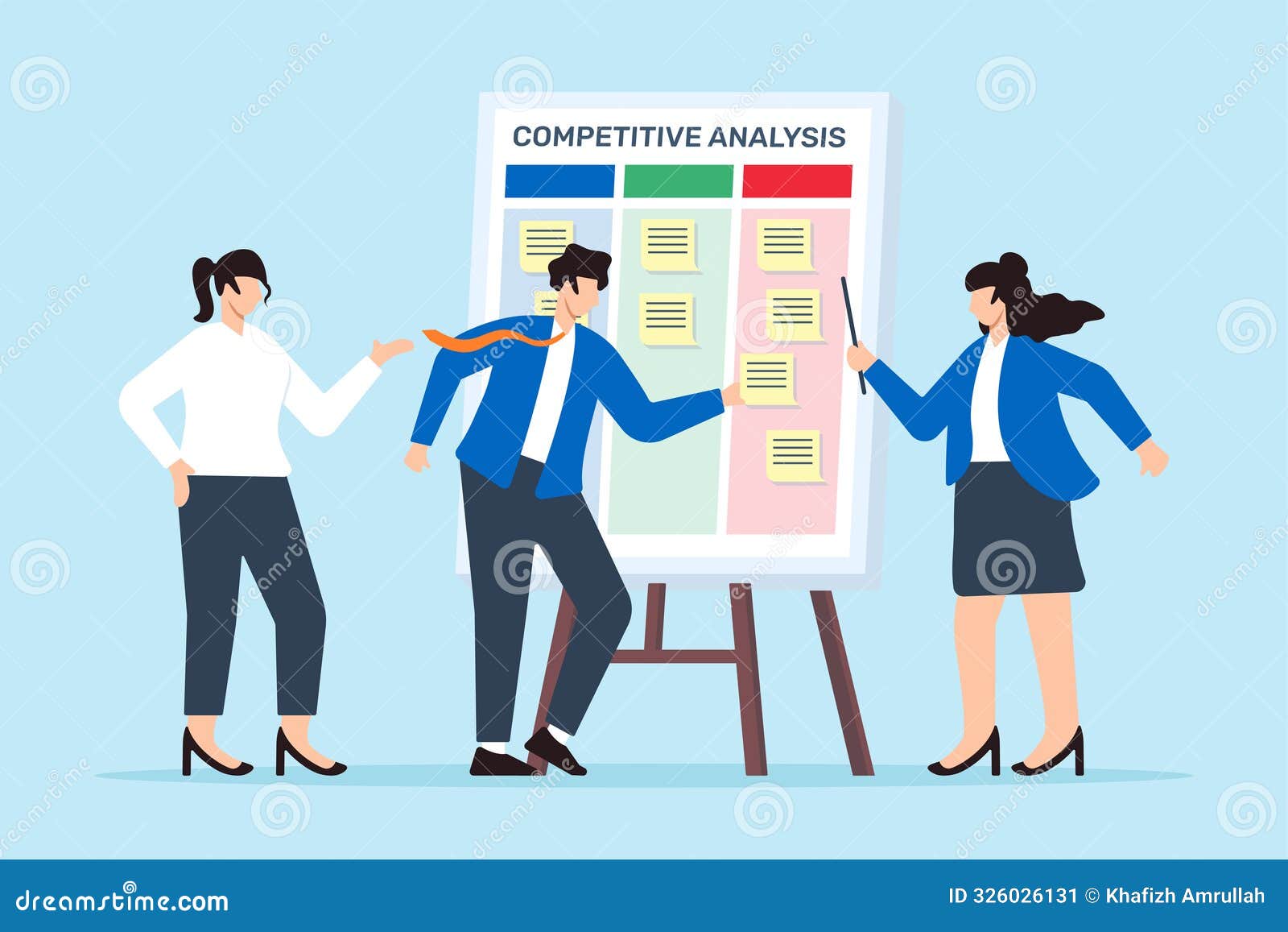 Vector Illustration of Business Team Collaborates Competitive Analysis ...