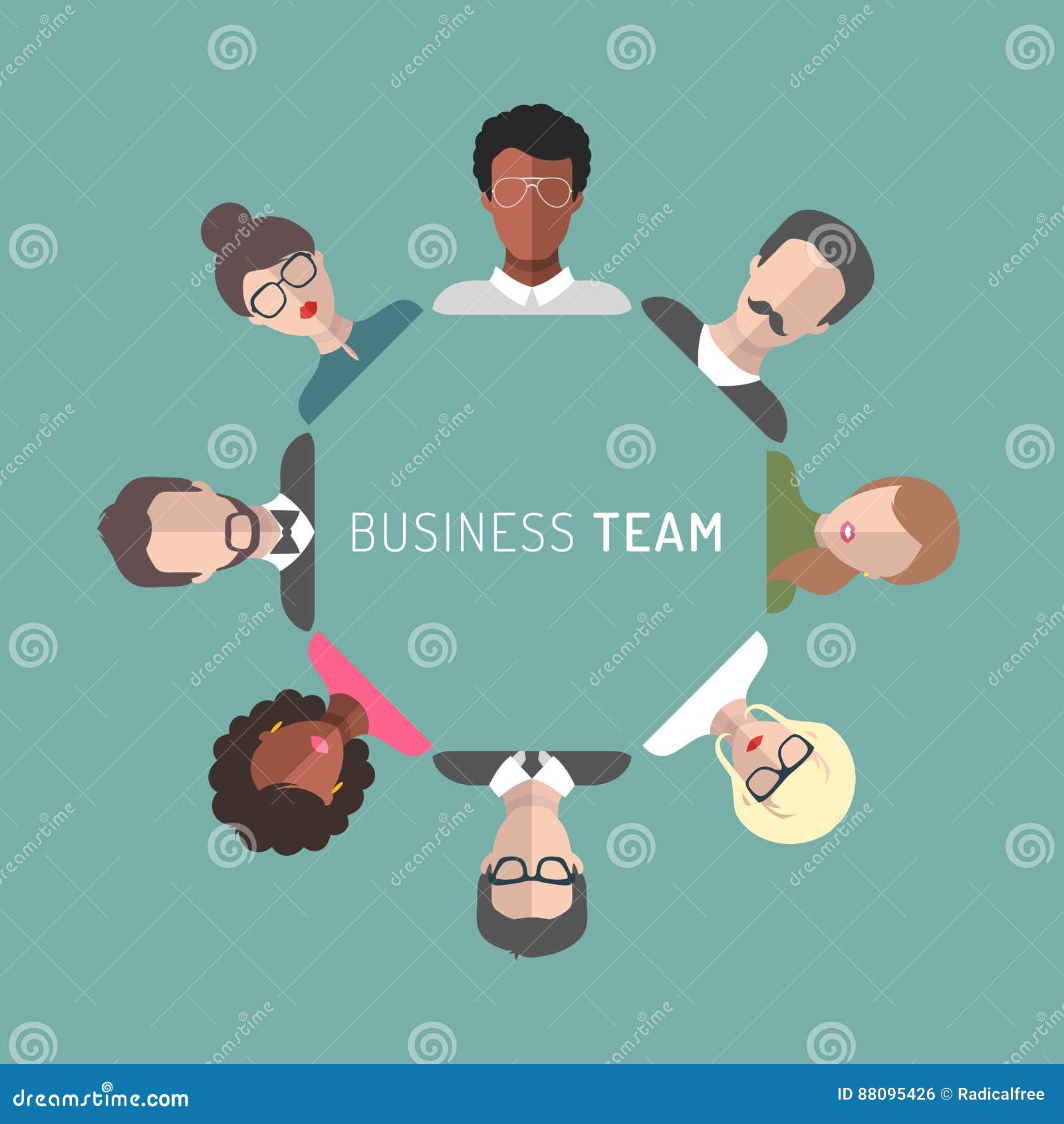 Vector Illustration of Business Team Management in Flat Style. Stock ...