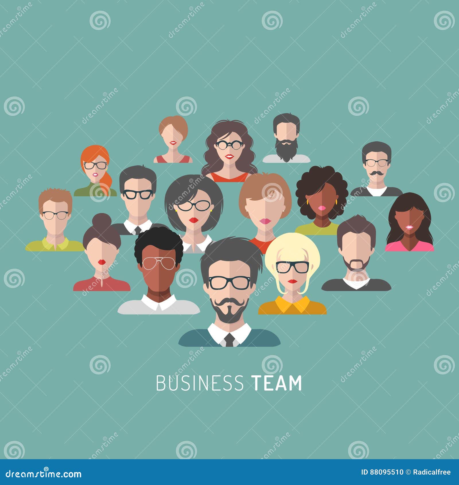 Vector Illustration of Business Team Management in Flat Style. Stock ...