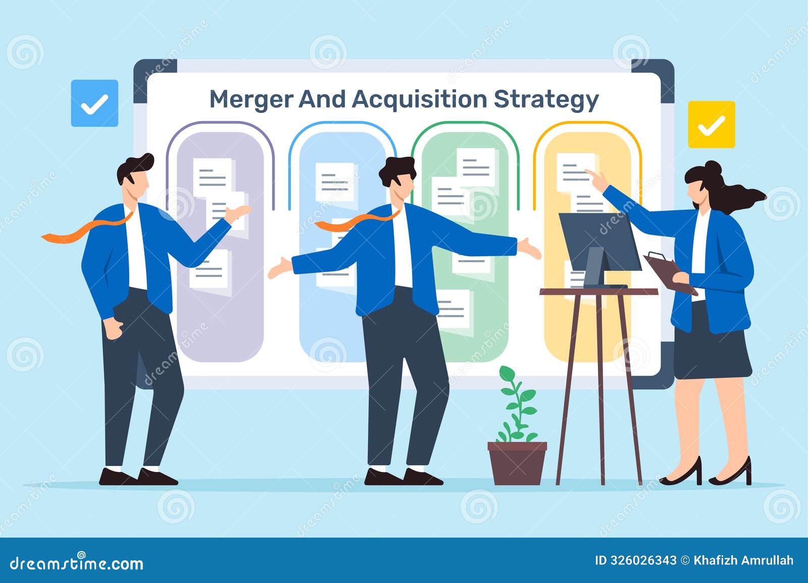 Vector Illustration of Business Team Planning Merger and Acquisition ...