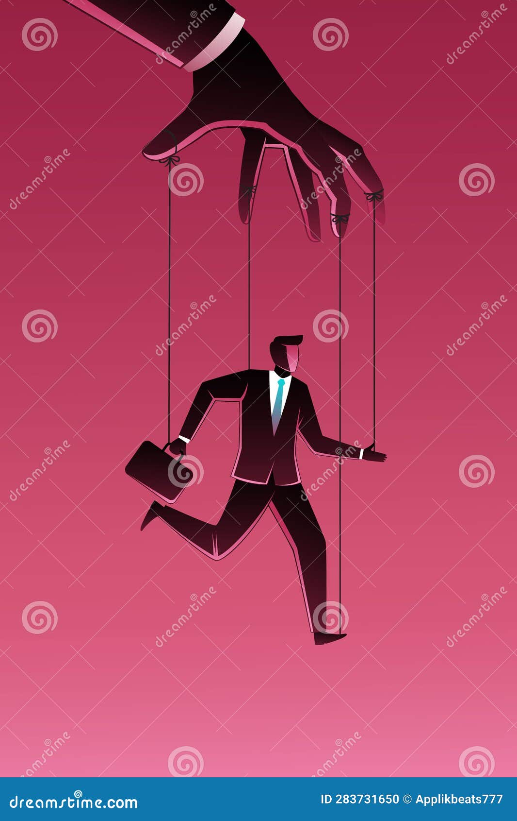 Vector Illustration of Businessman Being Controlled by Puppet Master ...