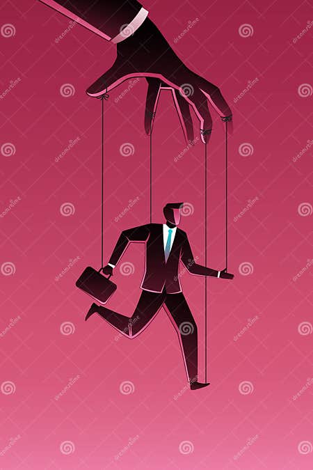 Vector Illustration of Businessman Being Controlled by Puppet Master ...