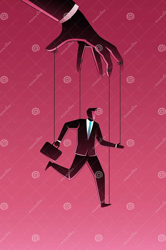 Vector Illustration of Businessman Being Controlled by Puppet Master ...