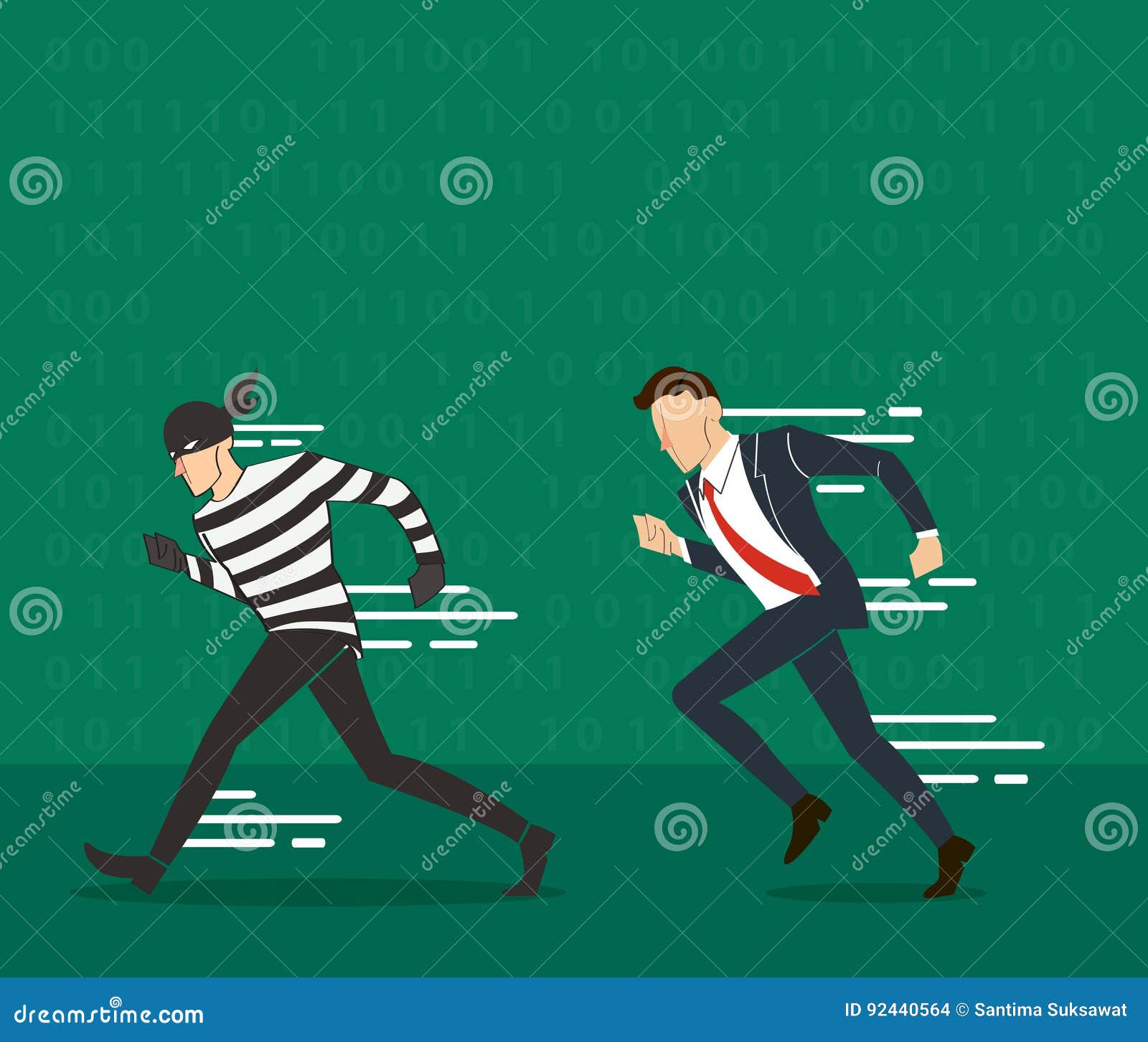 Vector Illustration of a Businessman Catching the Thief Stock Vector ...