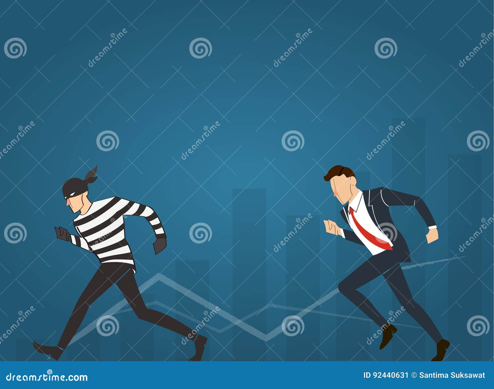 Vector Illustration of a Businessman Catching the Thief Stock Vector ...