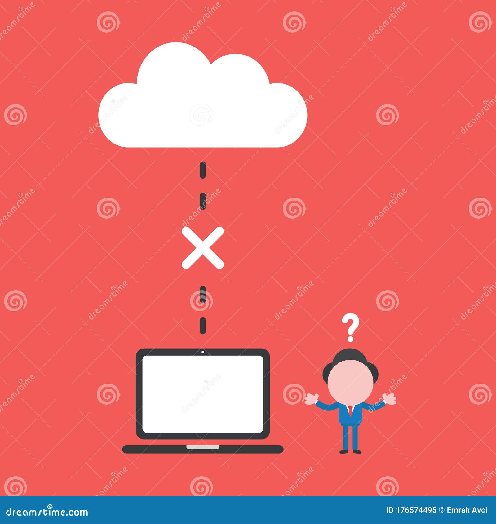 Vector Illustration of Businessman Character Confused with Connection ...