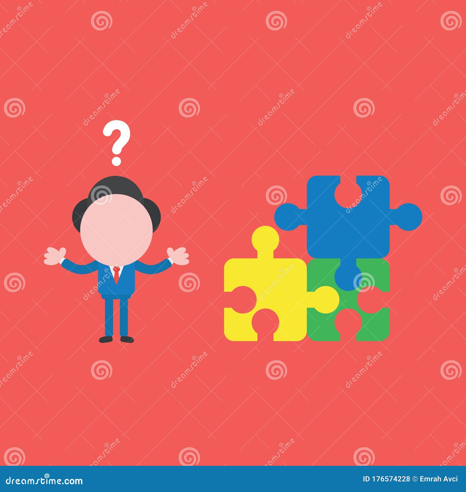 Vector Illustration of Businessman Character Confused with Question ...