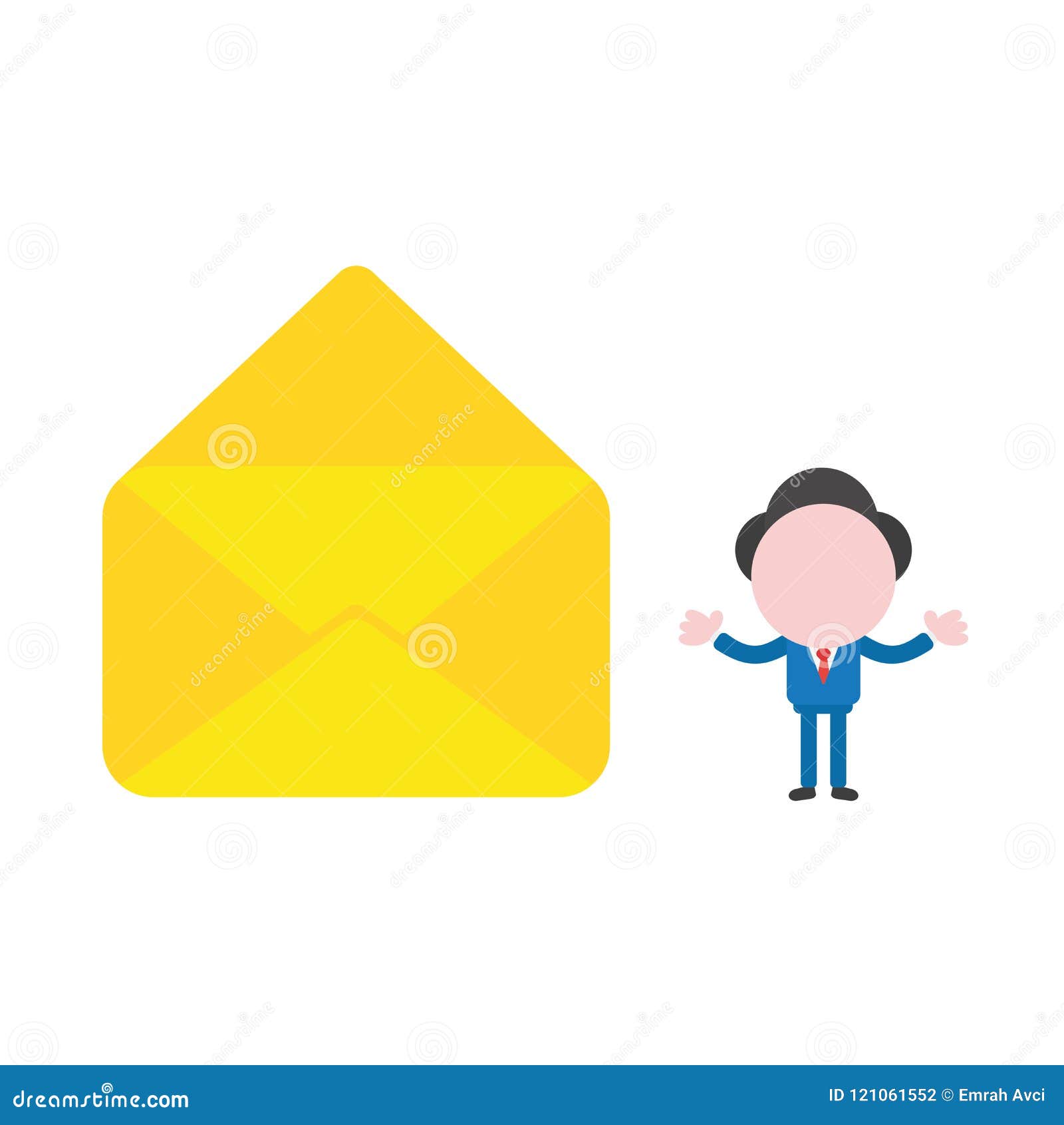 Vector Businessman Character with Empty Open Mail Envelope Stock Vector ...