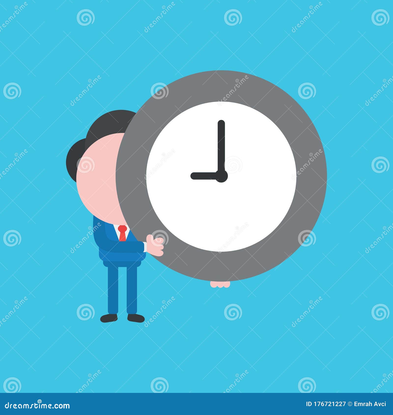 Vector Illustration of Businessman Character Holding Clock Time Icon ...