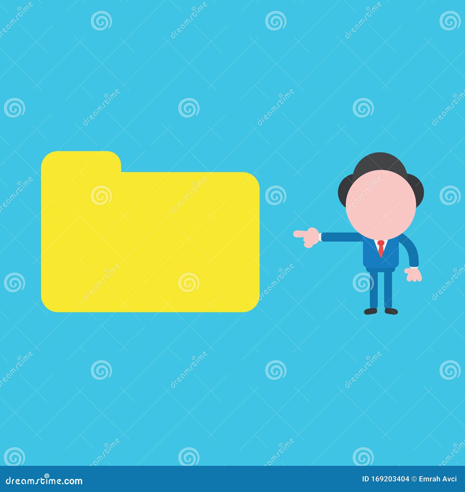 Vector Illustration of Businessman Character Pointing Closed File ...