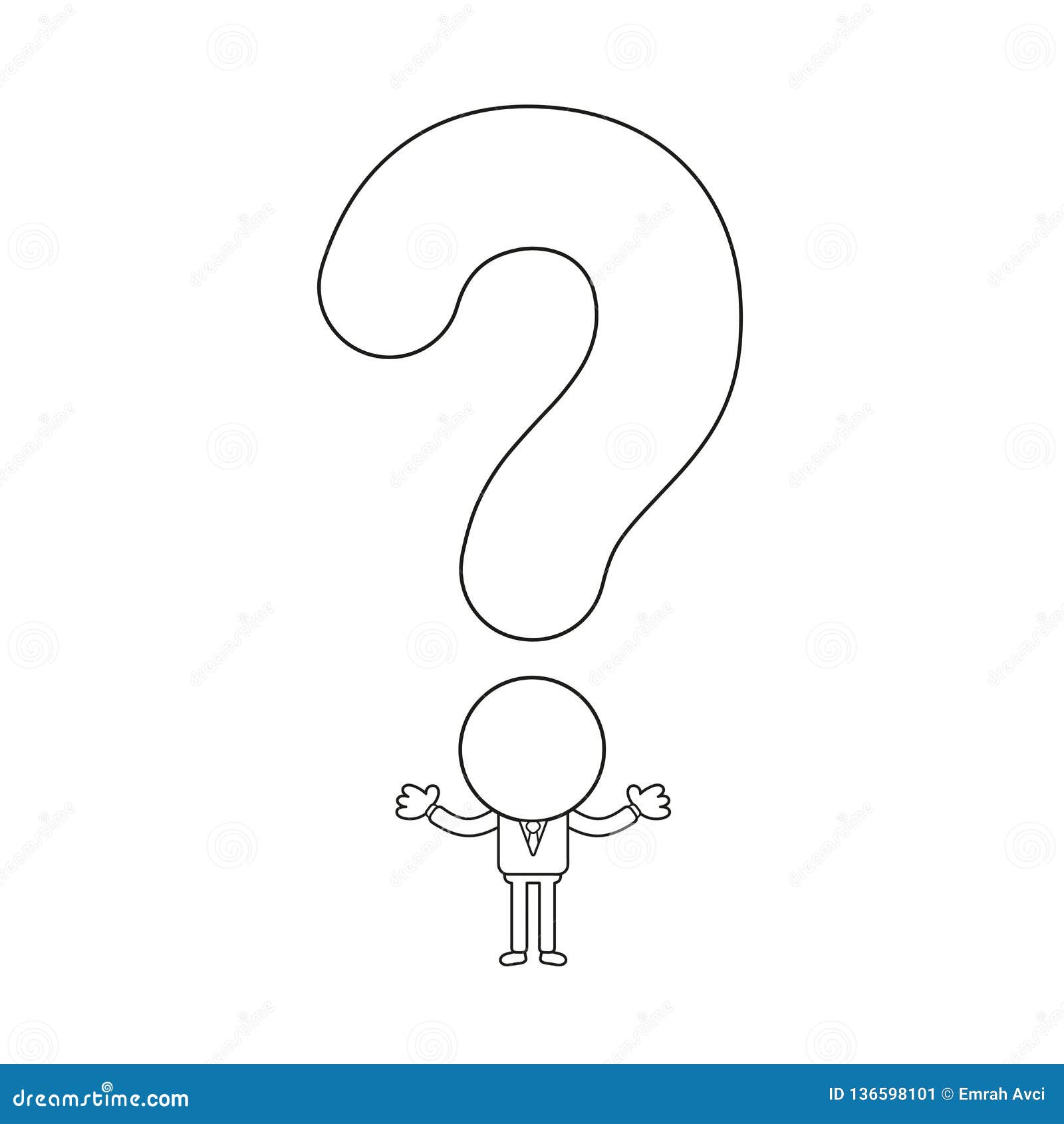 Vector Illustration of Businessman Character with Question Mark Head ...