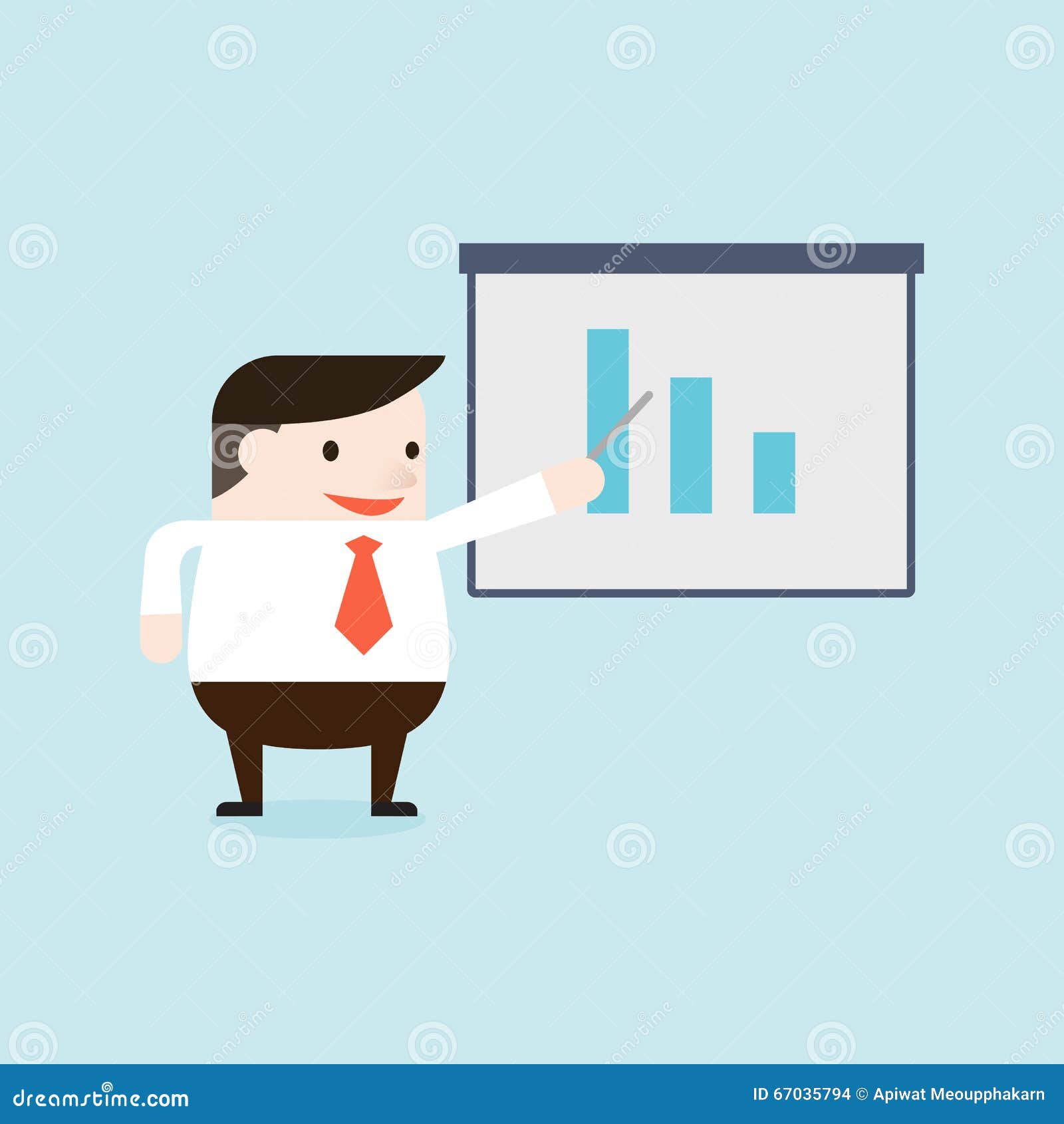 Vector Illustration of a Businessman is Giving Presentation Stock ...