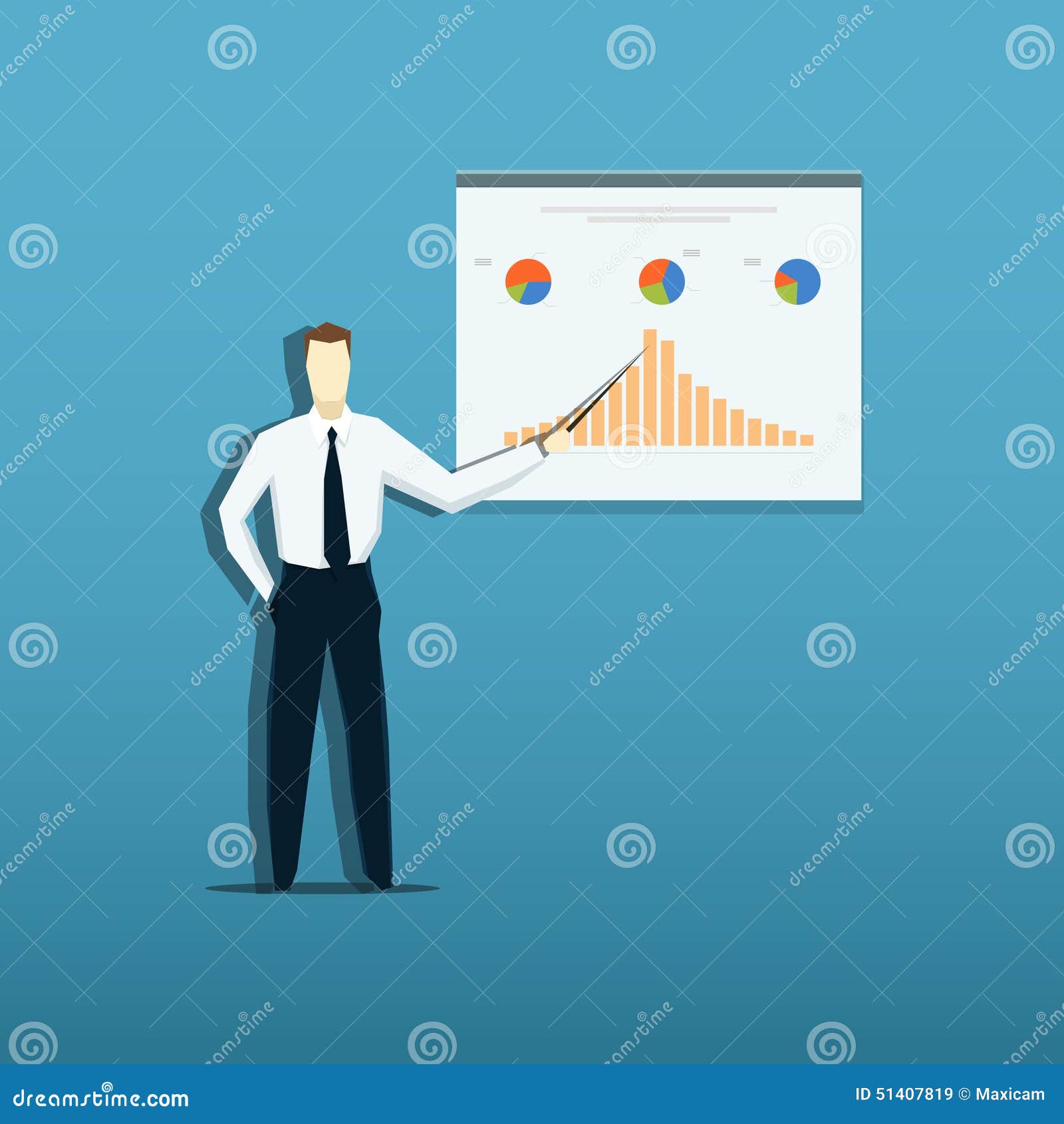 Vector Illustration of Businessman Giving Presentation Stock Vector ...