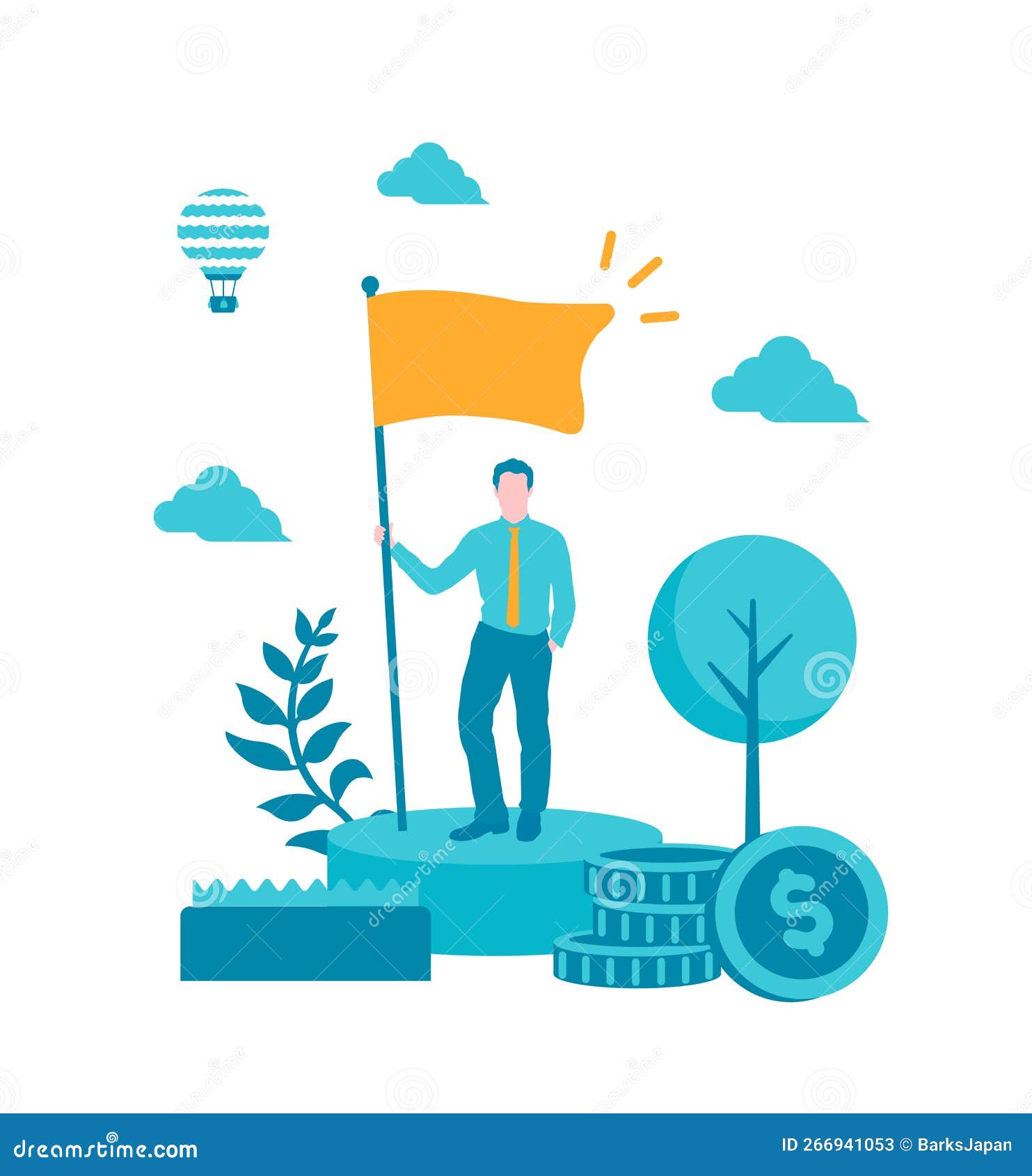 Vector Illustration of a Businessman Holding a Flag Stock Vector ...
