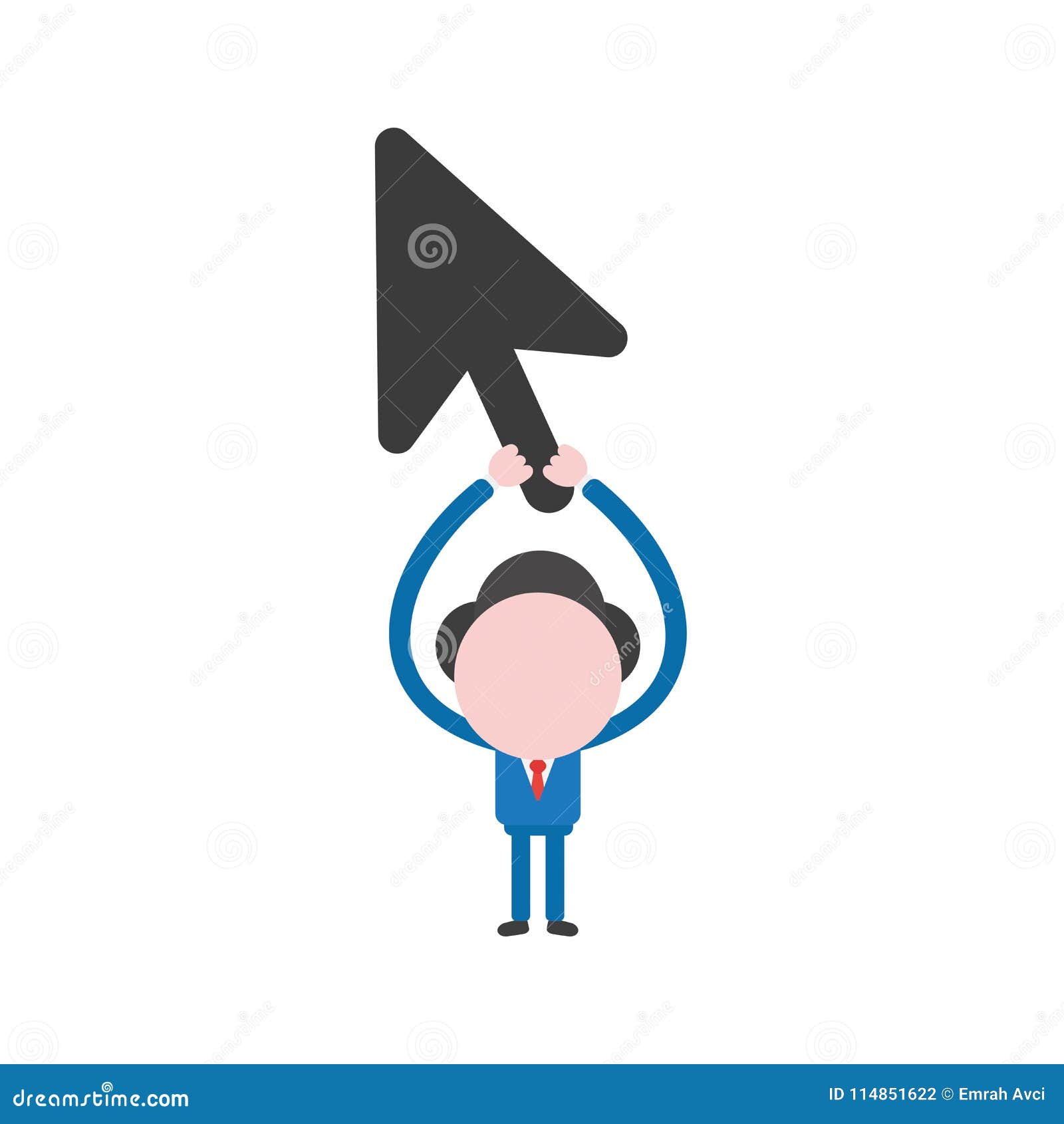 Vector Illustration Businessman Holding Up Computer Mouse Cursor Stock ...