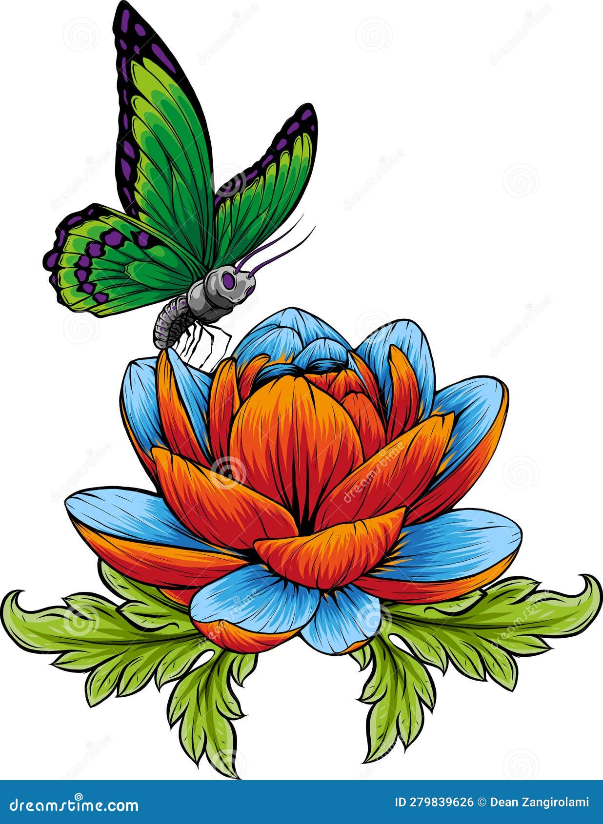 Vector Illustration of Butterfly on Flower Design Stock Vector ...