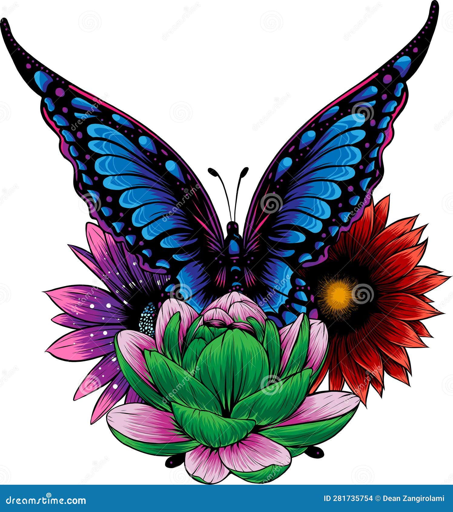 Vector Illustration of Butterfly on Flower Design Stock Vector ...