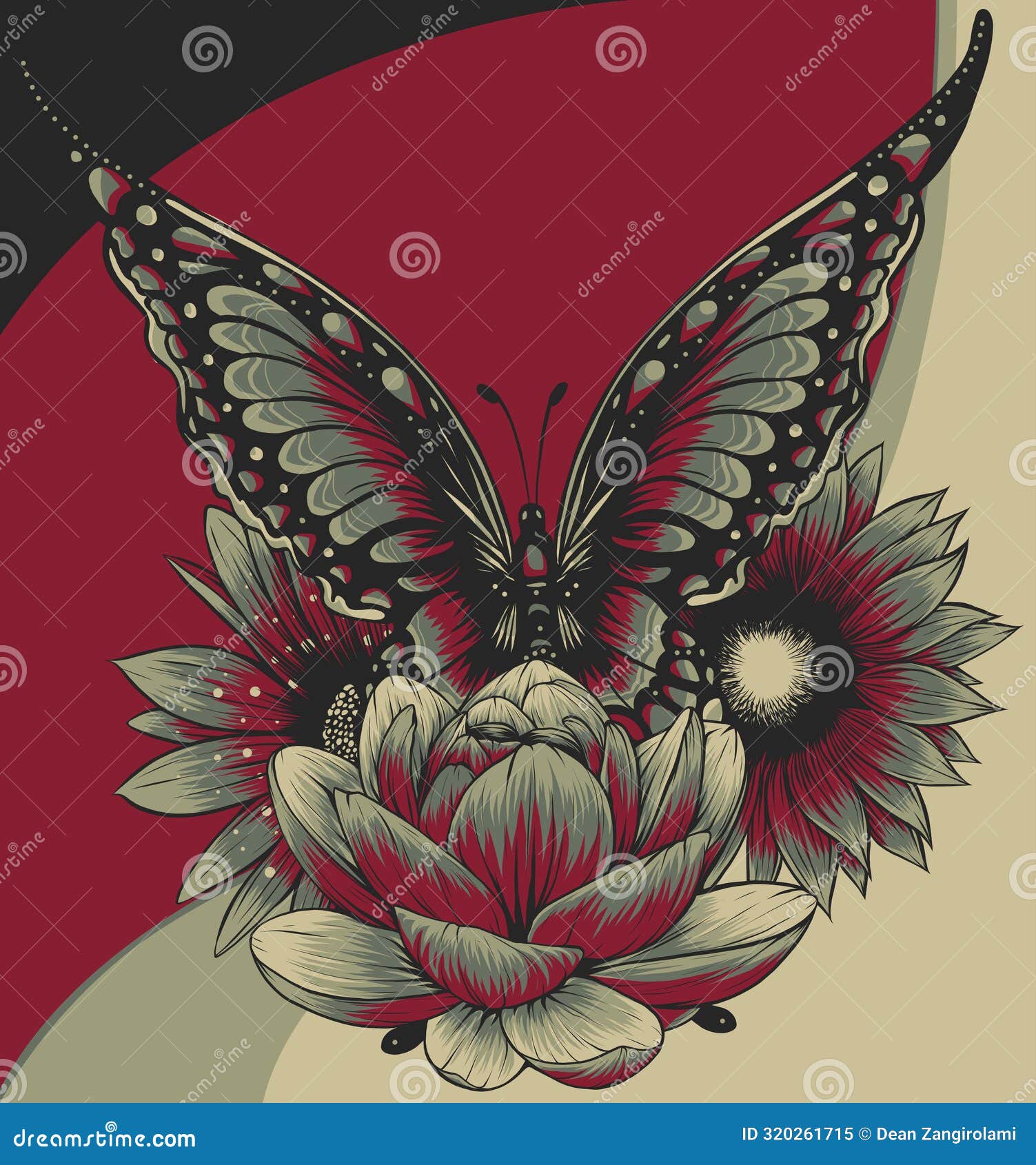 Vector Illustration of Butterfly on Flower Design Stock Vector ...