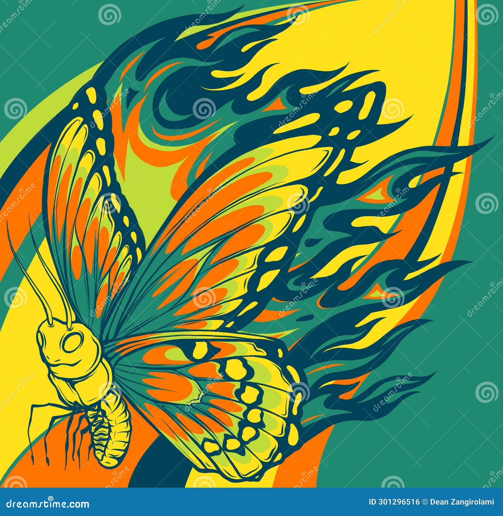 Vector Illustration of a Butterfly Made of Fire Stock Illustration ...