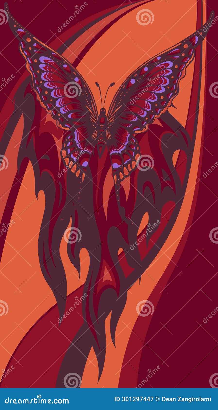 Vector Illustration of a Butterfly Made of Fire Stock Vector ...