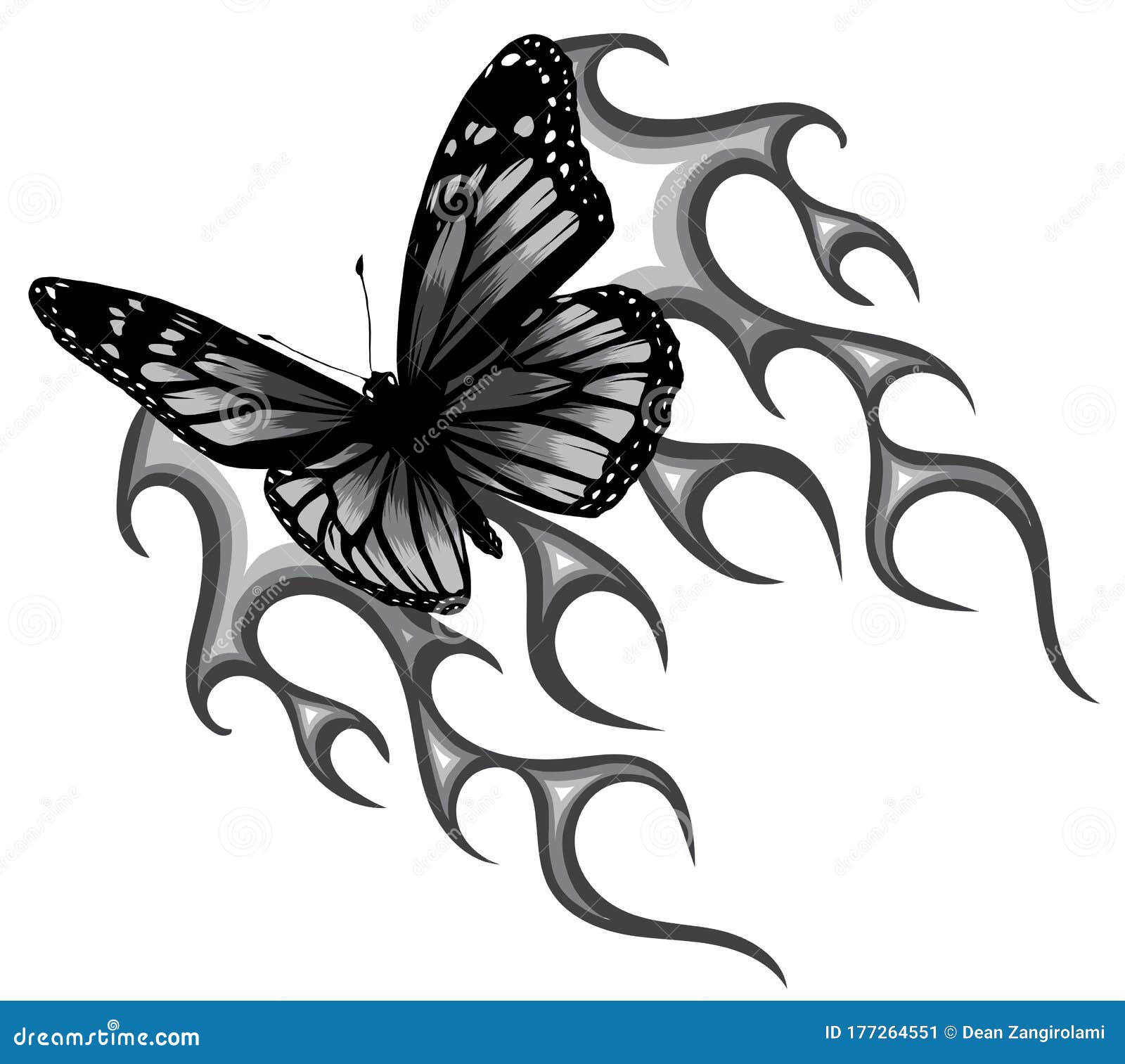 Monochromatic Vector Illustration of a Butterfly Made of Fire Stock ...