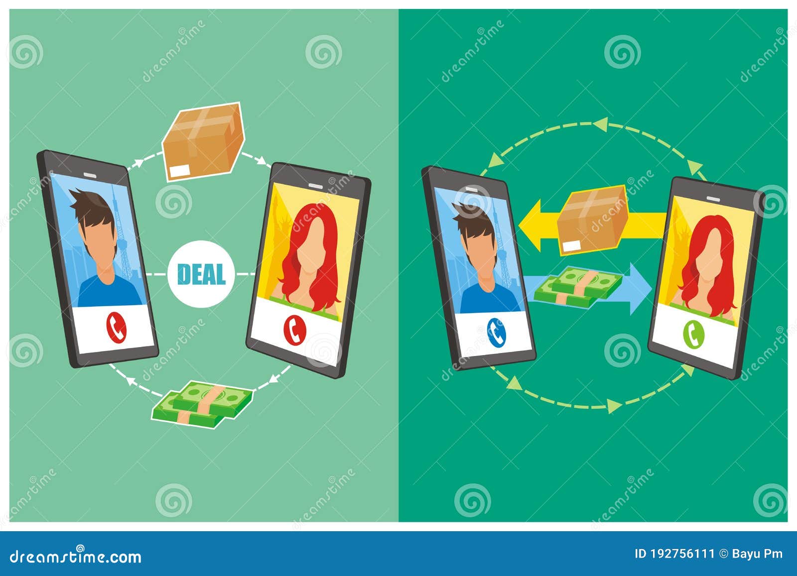 Vector Illustration of Buying and Selling Online Stock Vector ...