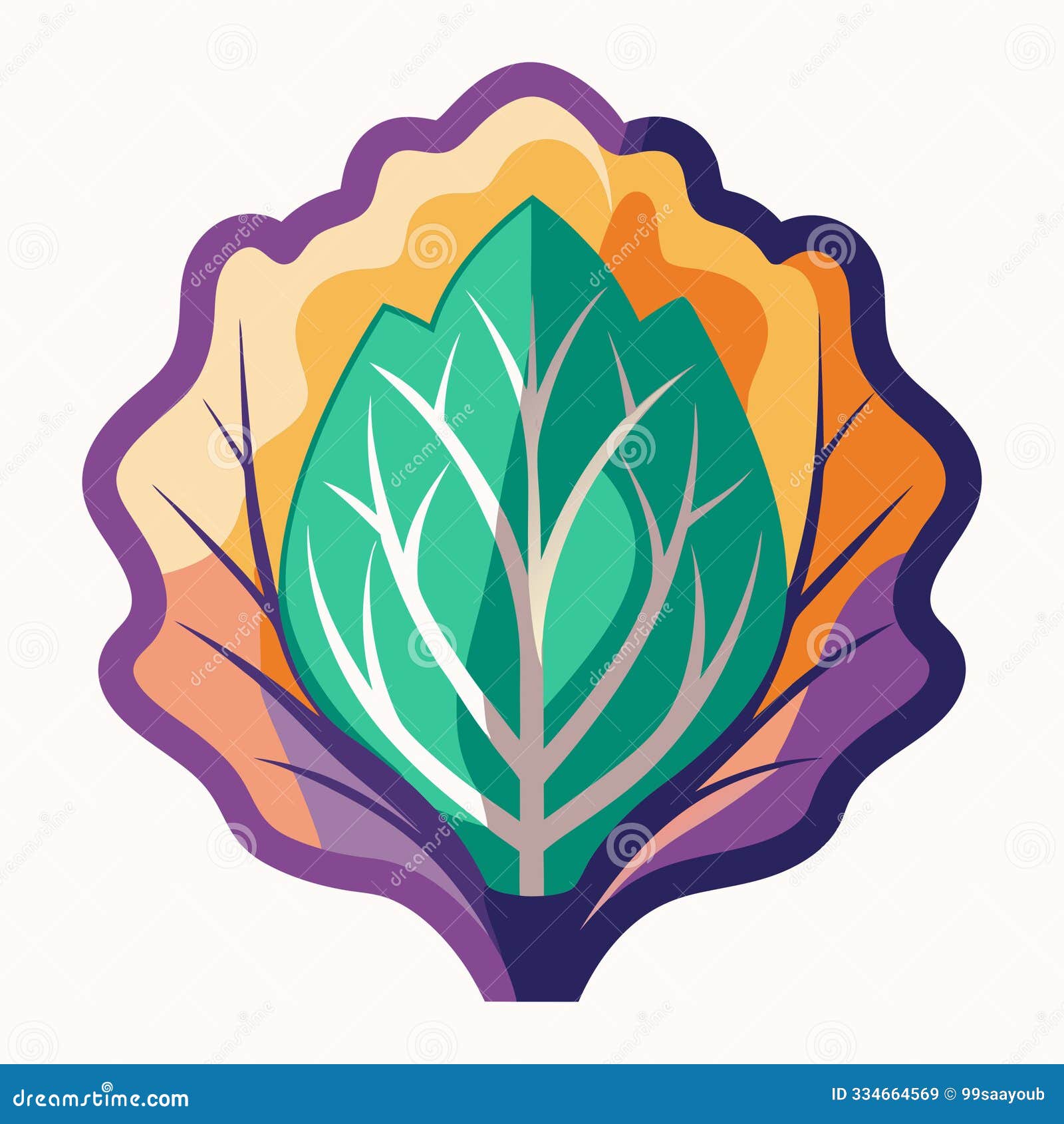 Vector Illustration of a Cabbage with Layered Structure and Fresh Green ...