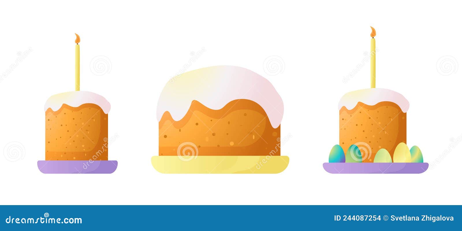 Vector Illustration with a Cake and Eggs. Spring Decor. the Concept of ...