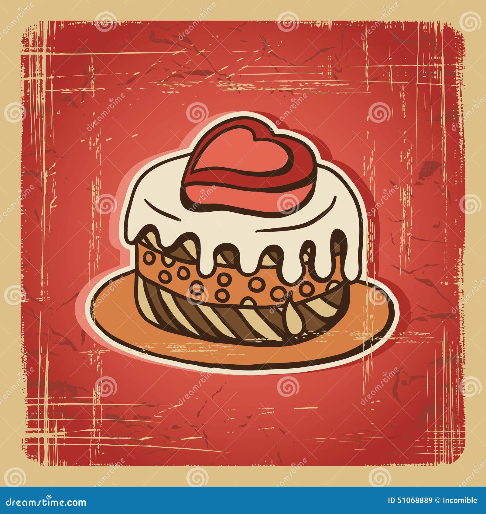 Vector Illustration of Cake in Retro Style Stock Vector - Illustration ...