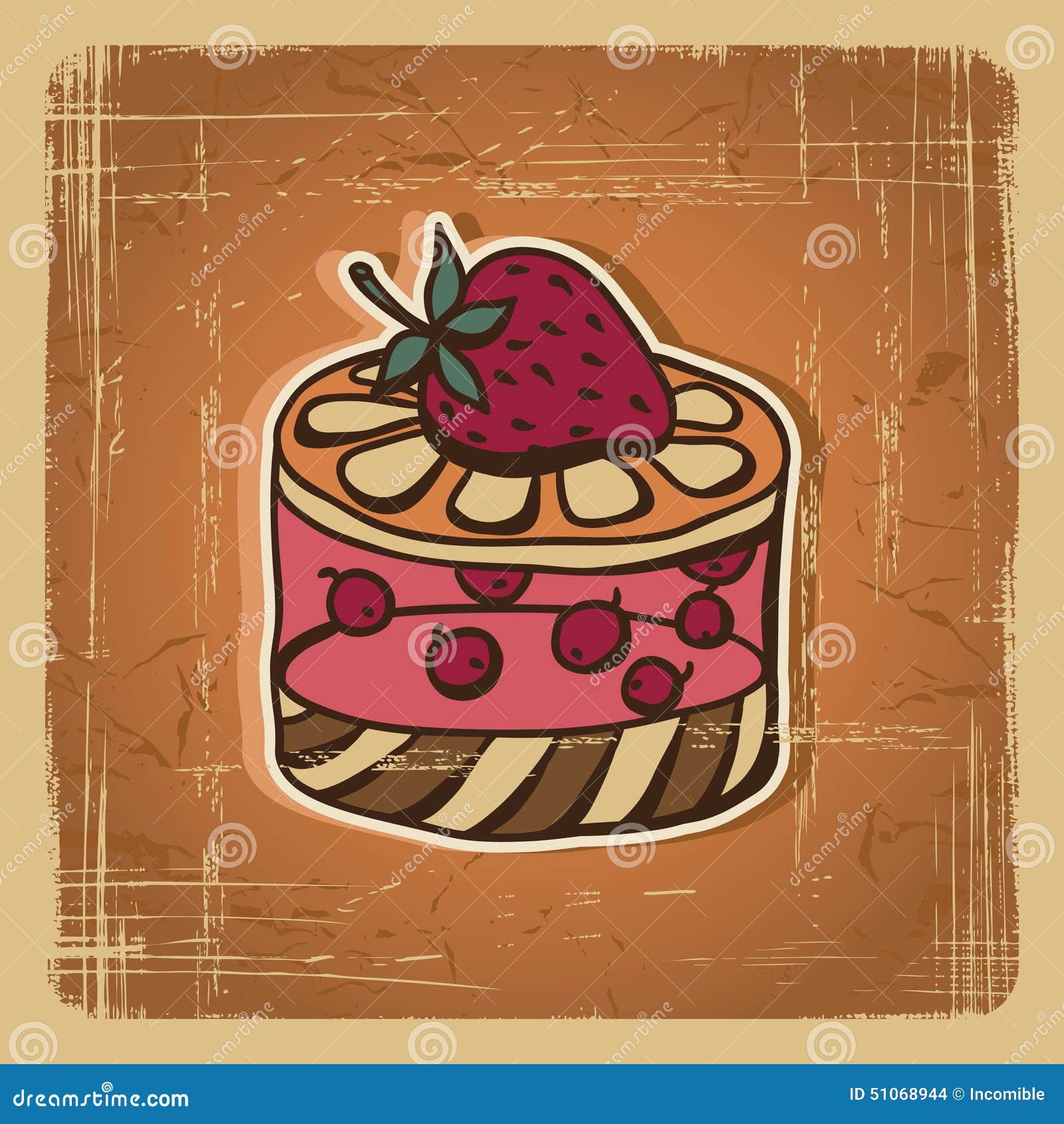 Vector Illustration of Cake in Retro Style Stock Vector - Illustration ...
