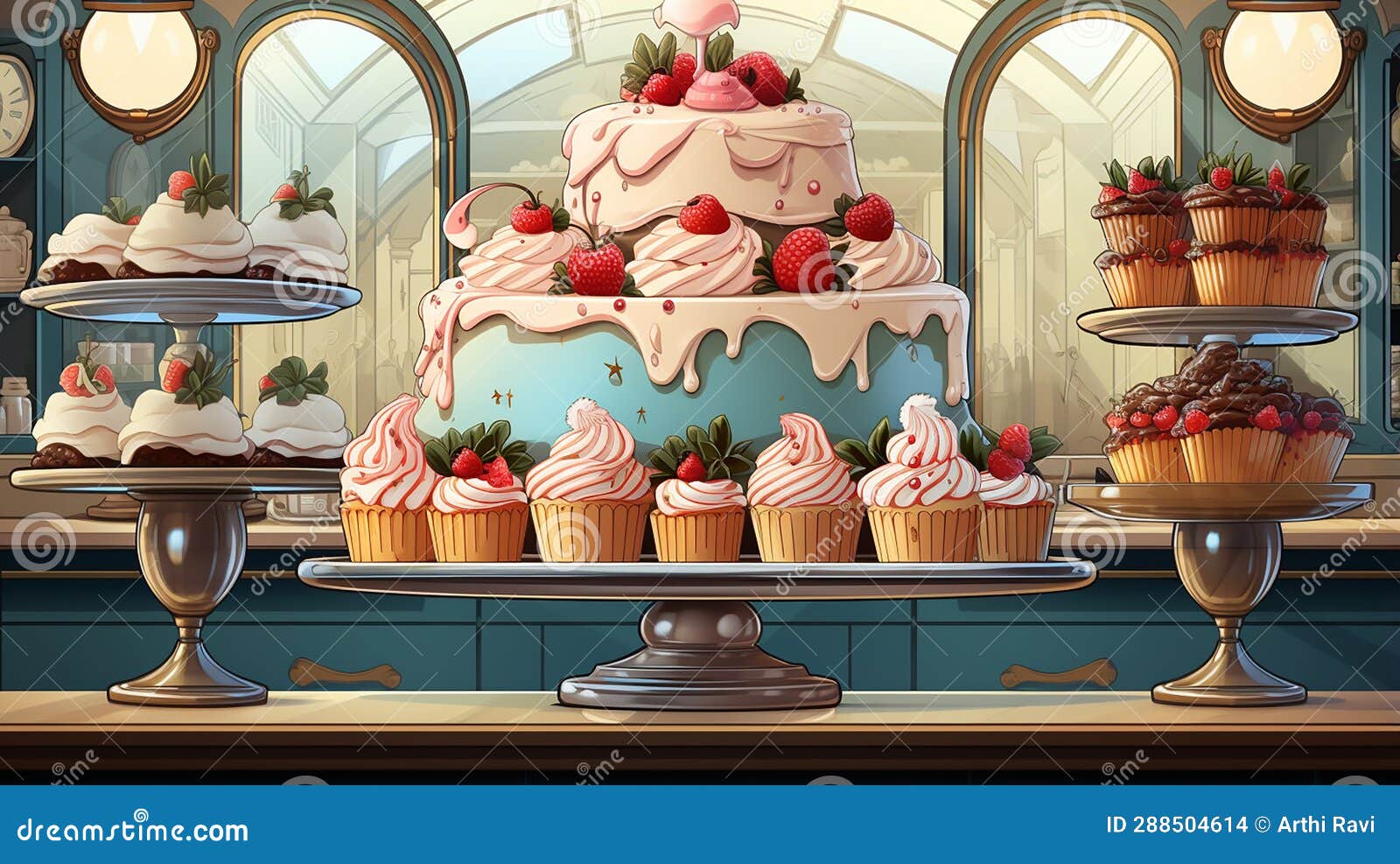 Vector Illustration of Cake Shop Stock Illustration - Illustration of ...