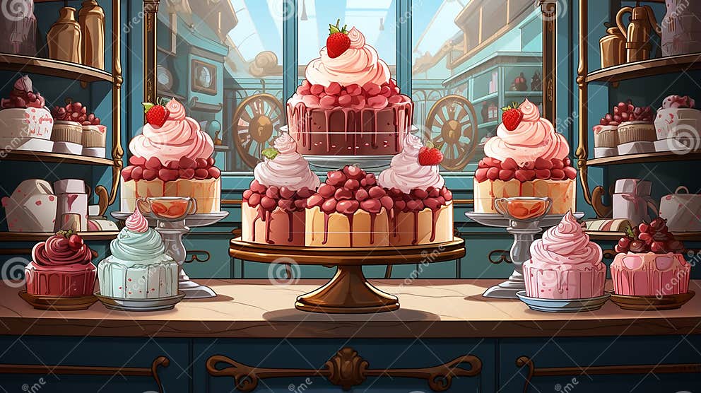 Vector Illustration of Cake Shop Stock Illustration - Illustration of ...