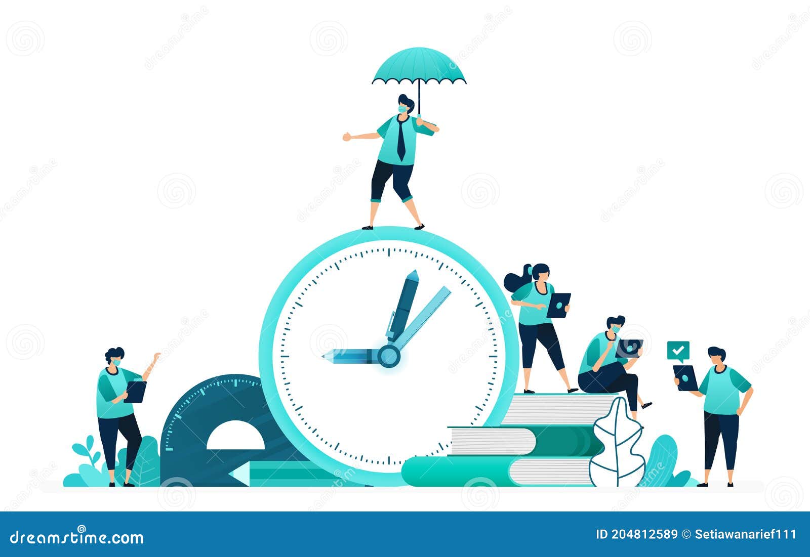 Vector Illustration of Calculate Study Time for Students. Selection and ...