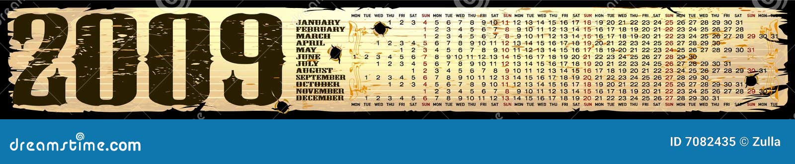 Vector Illustration for Calendar 2009 Stock Vector - Illustration of ...