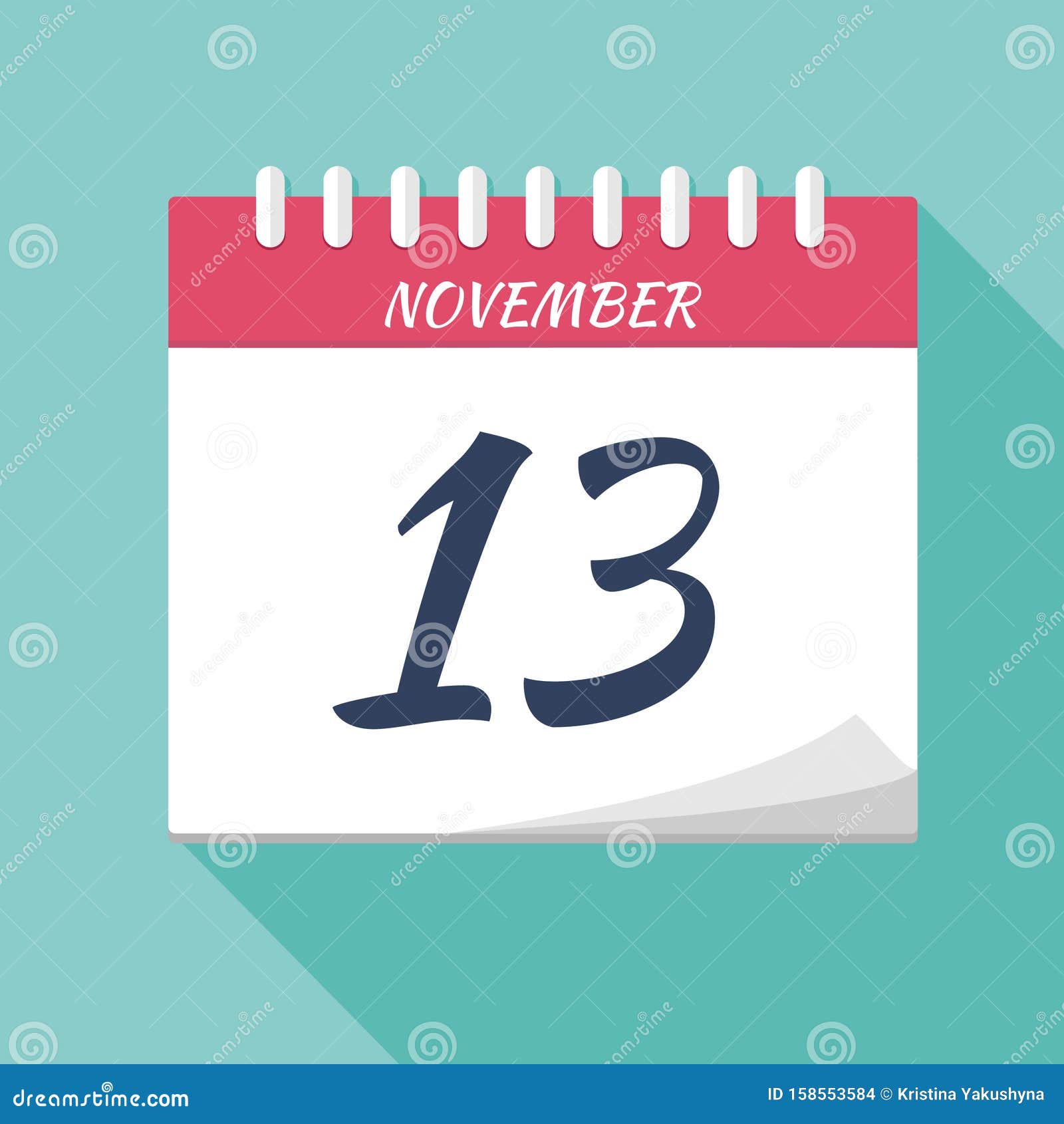 Vector Illustration. Calendar Icon. Calendar Date - November 13 ...