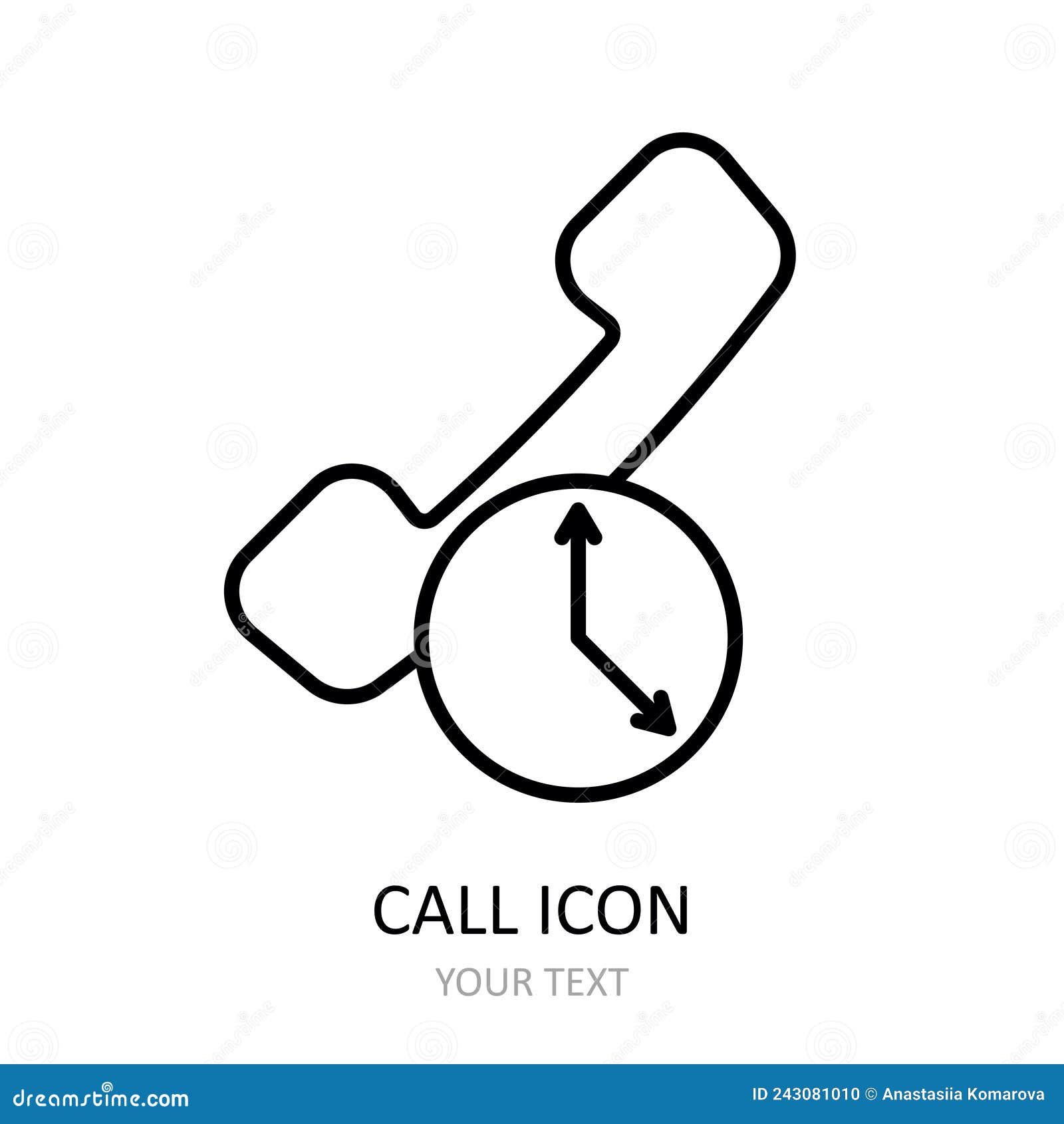 Vector Illustration with Call. Outline Icon Stock Vector - Illustration ...
