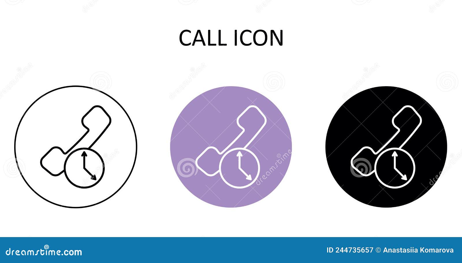 Vector Illustration with Call. Outline Icon Stock Vector - Illustration ...