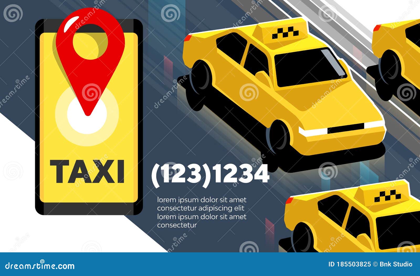 Vector Illustration Call a Taxi from the Phone Stock Vector ...