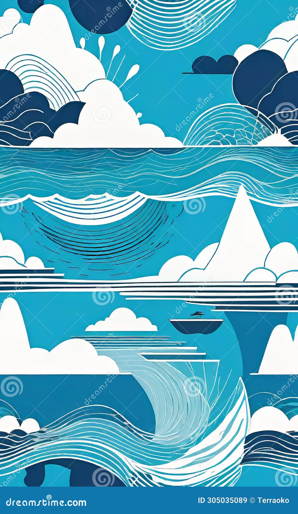 Vector Illustration, Calm Transparent Water Surface with Intricate ...