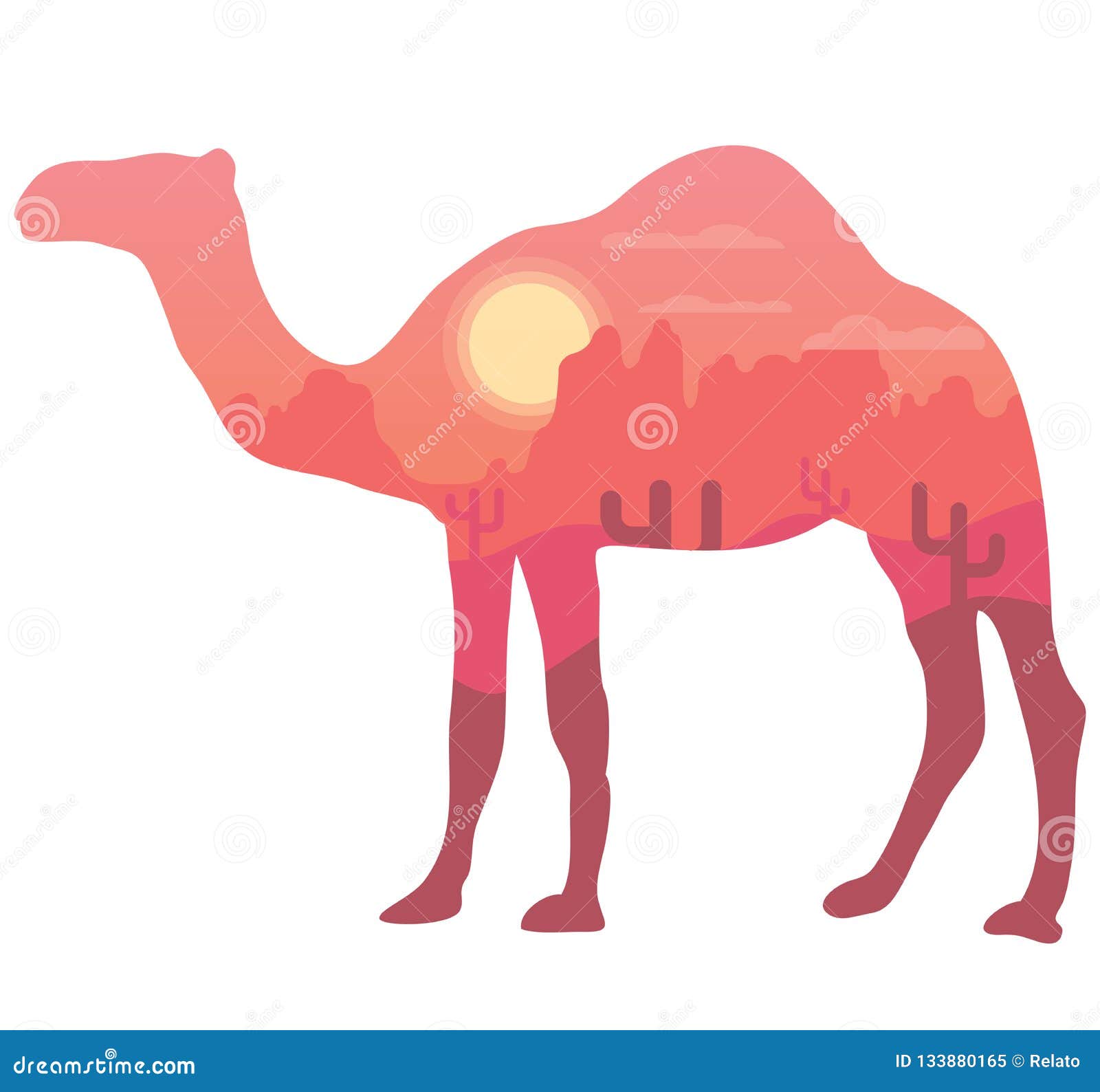 Vector Illustration Camel Desert Abstract. Stock Vector - Illustration ...