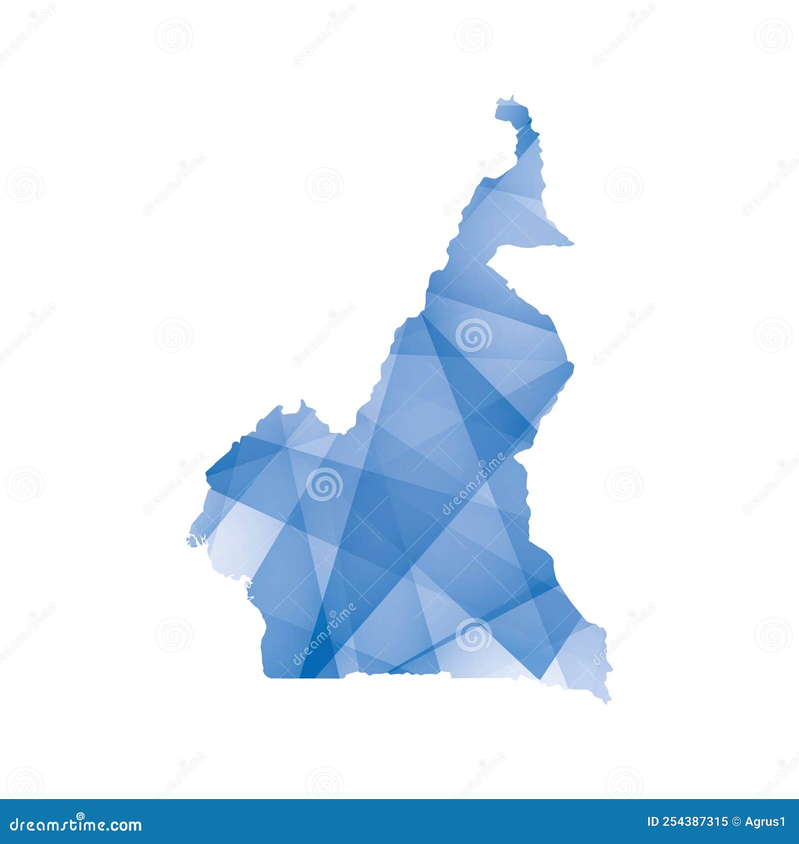 Vector Illustration of Cameroon Map with Blue Colored Geometric Shapes ...
