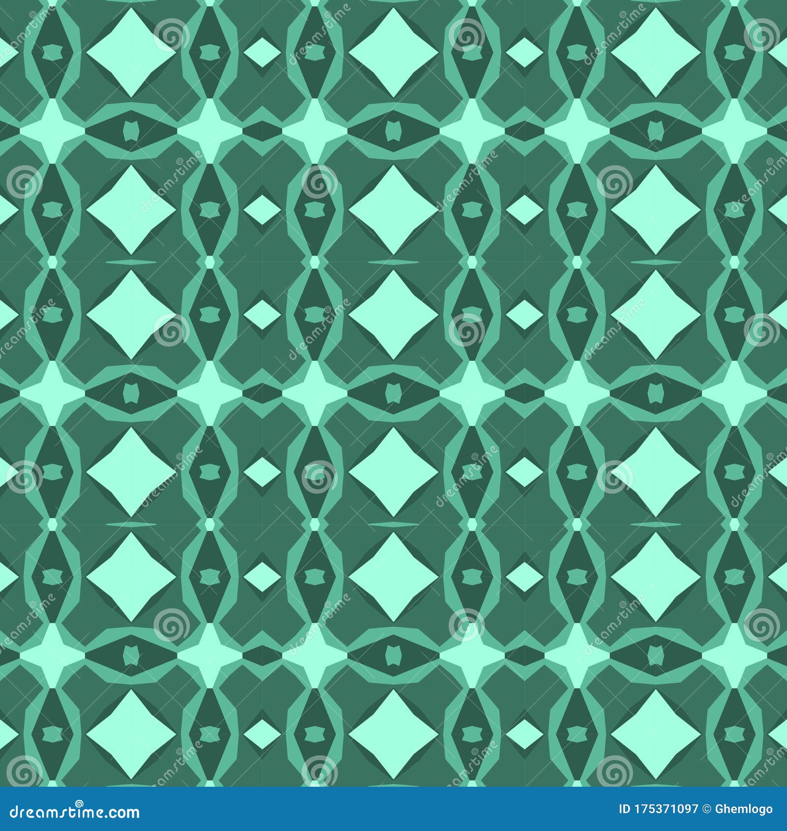 Abstract Seamless Geometric Pattern with Green Colors Stock Vector ...
