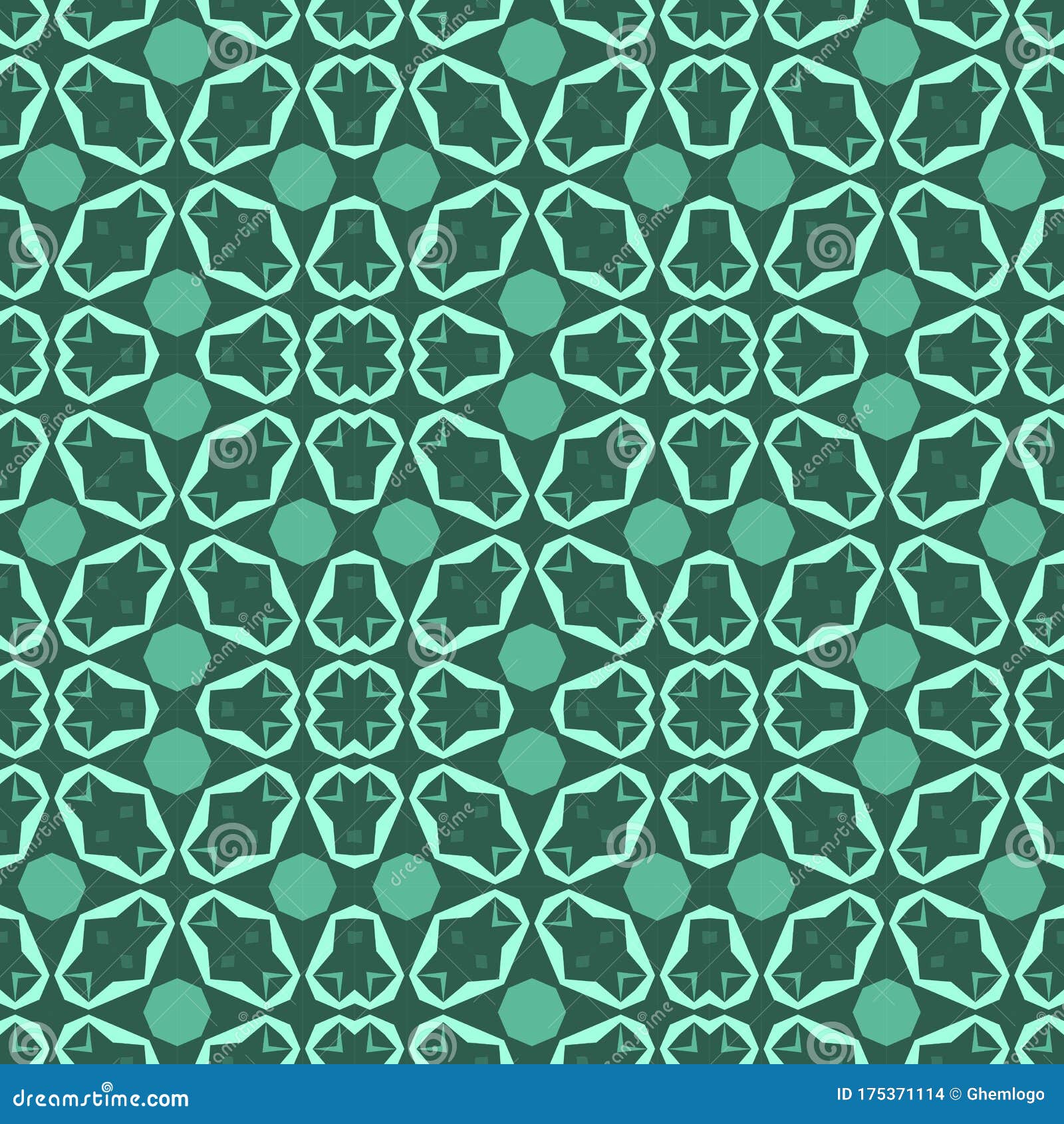 Abstract Seamless Geometric Pattern with Green Colors Stock Vector ...