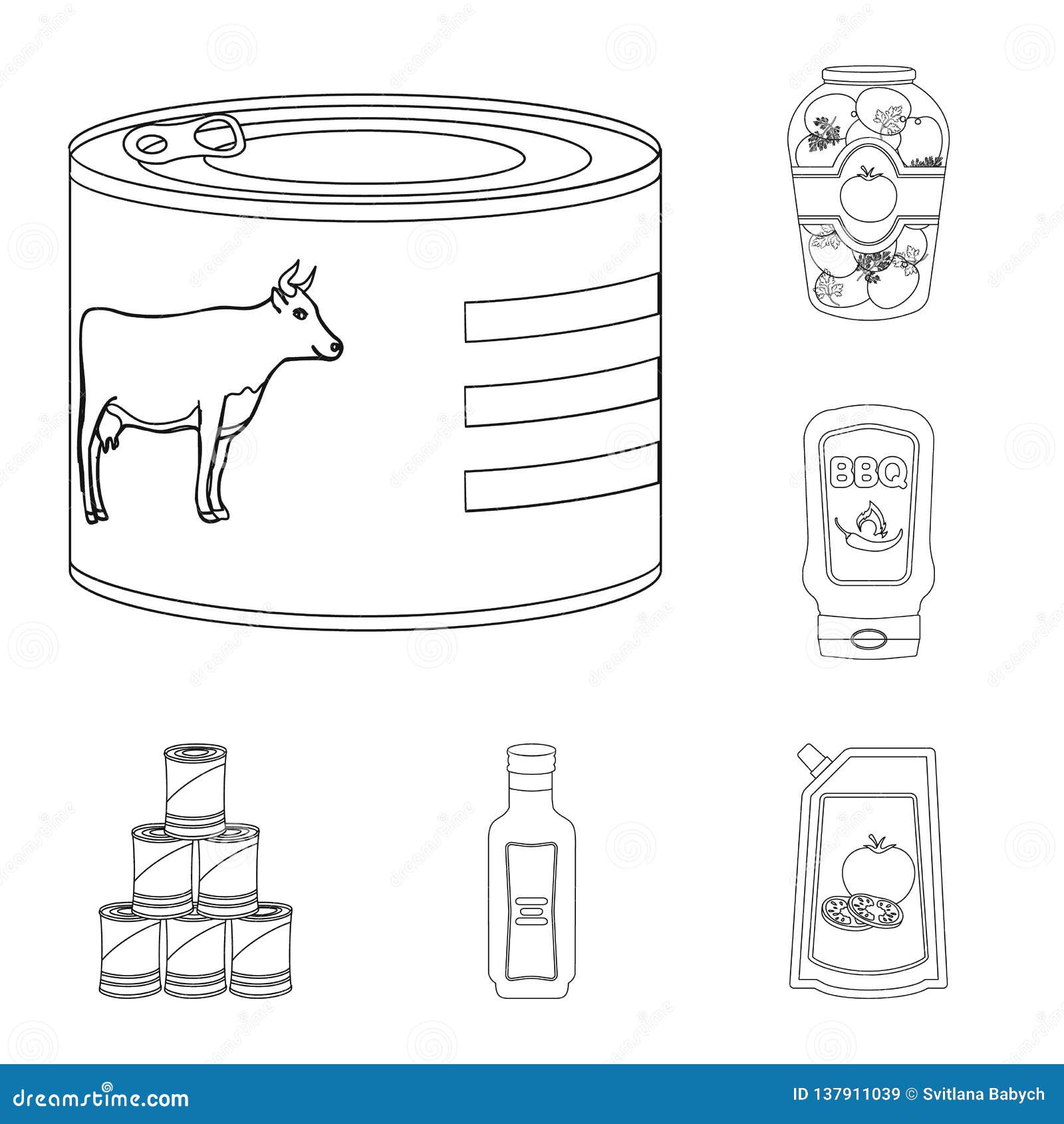 Vector Design of Can and Food Logo. Collection of Can and Package Stock ...