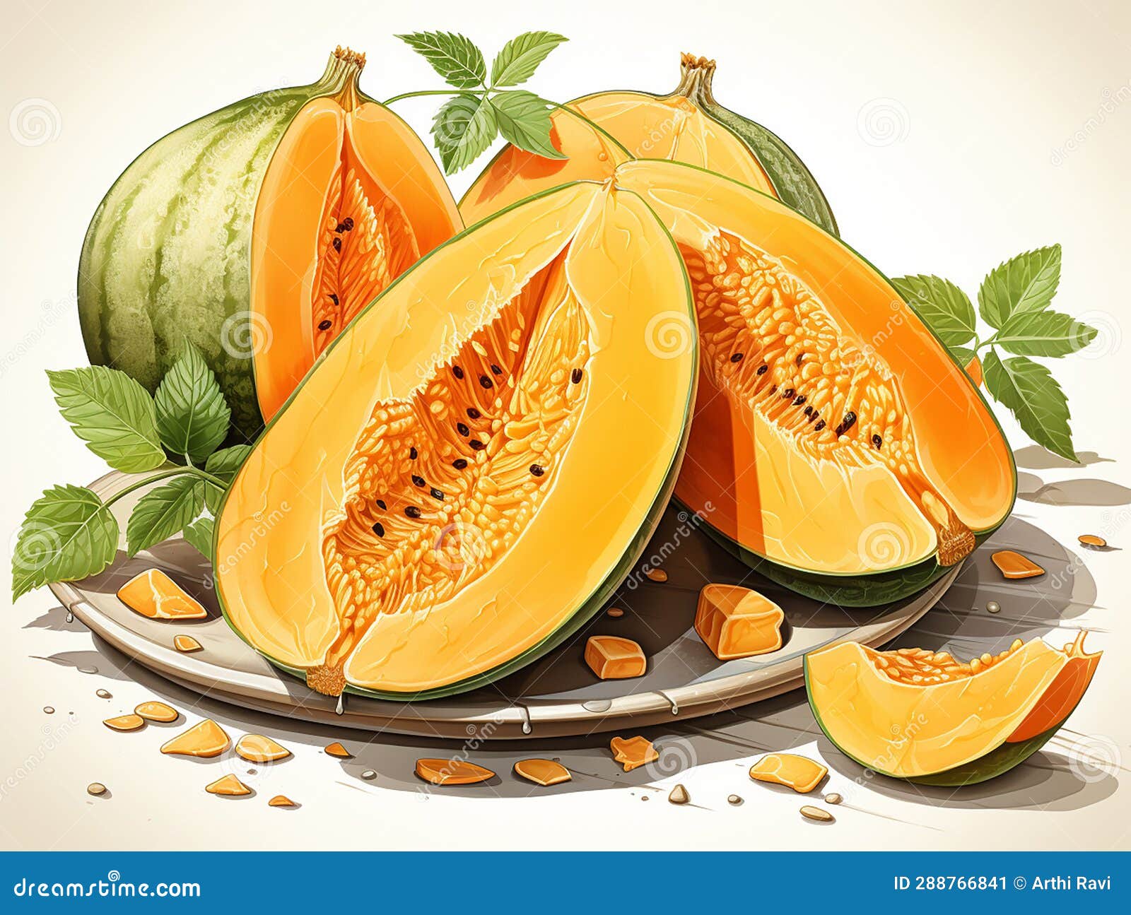 Vector Illustration of Cantaloupe Stock Illustration - Illustration of ...