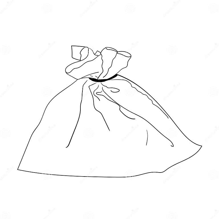 Vector Illustration of a Canvas Sack. Linen Bag Drawing Stock Vector ...