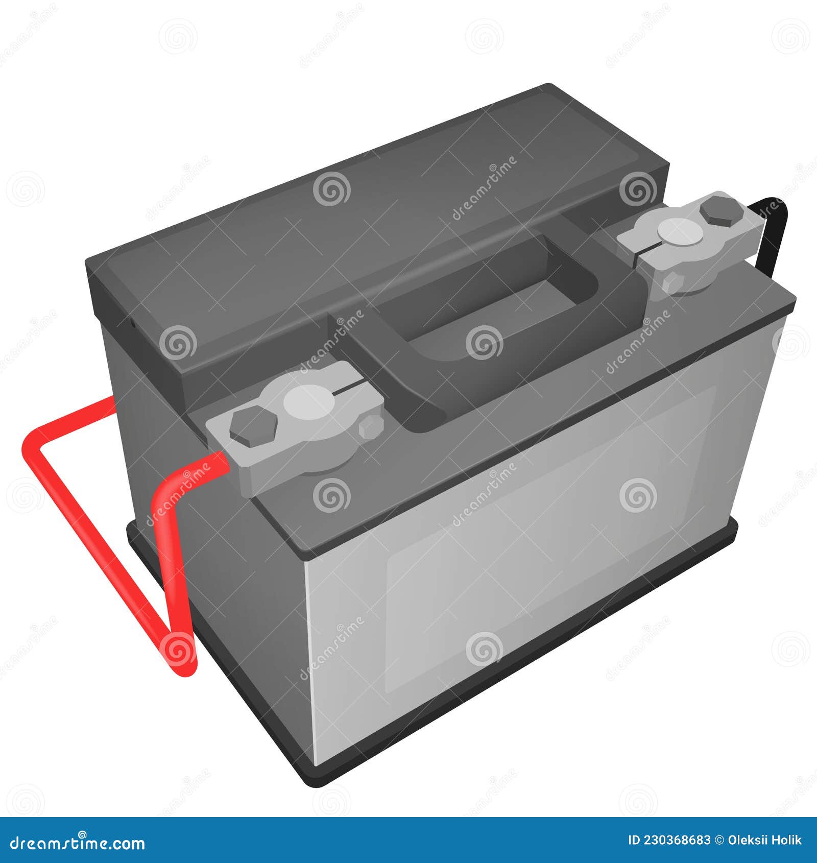 Vector Illustration of Car Battery with Connected Terminals Stock ...