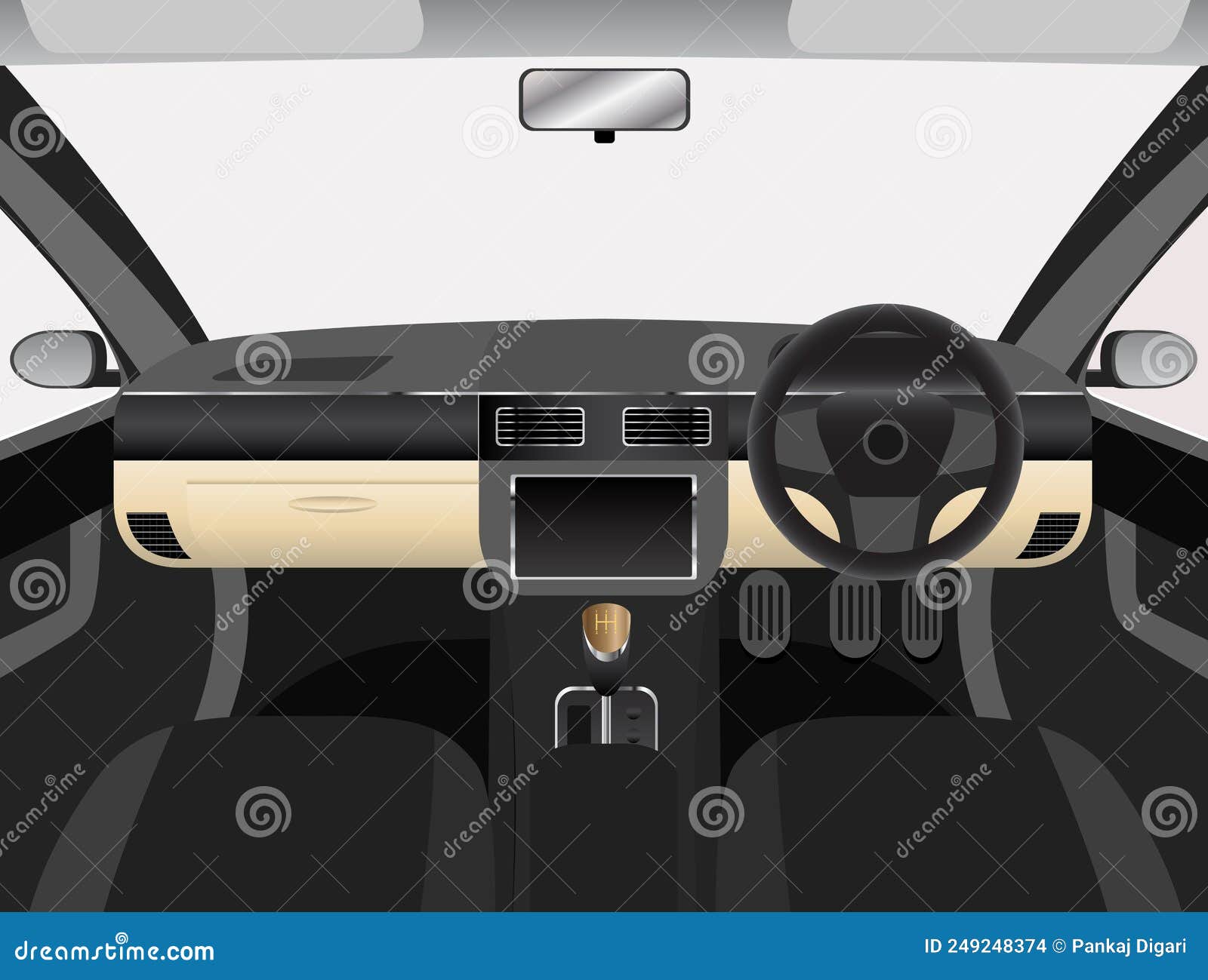 Vector Illustration of Car Dashboard Stock Vector - Illustration of ...