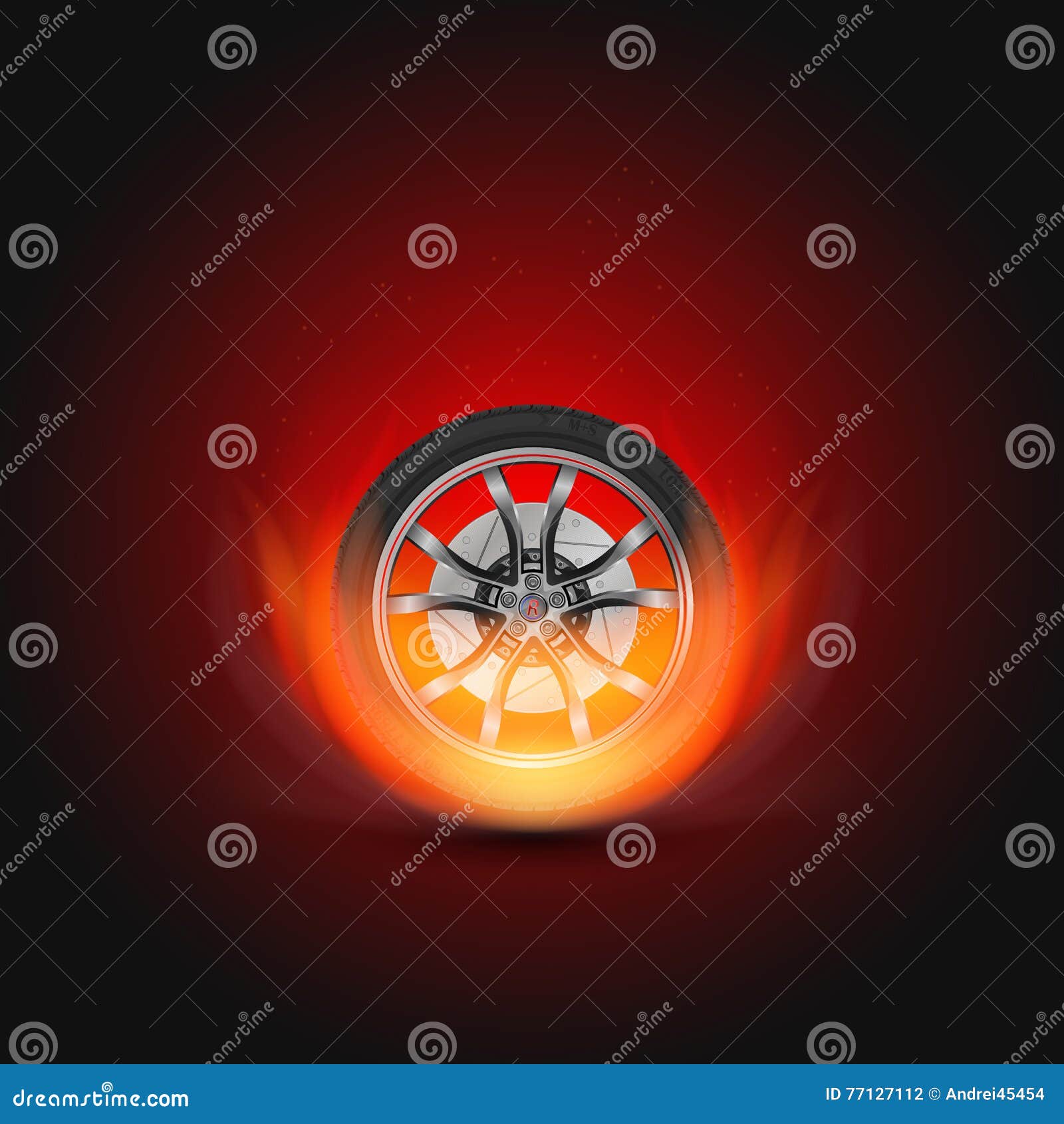 Vector Illustration Car Wheel with Fire Stock Illustration ...