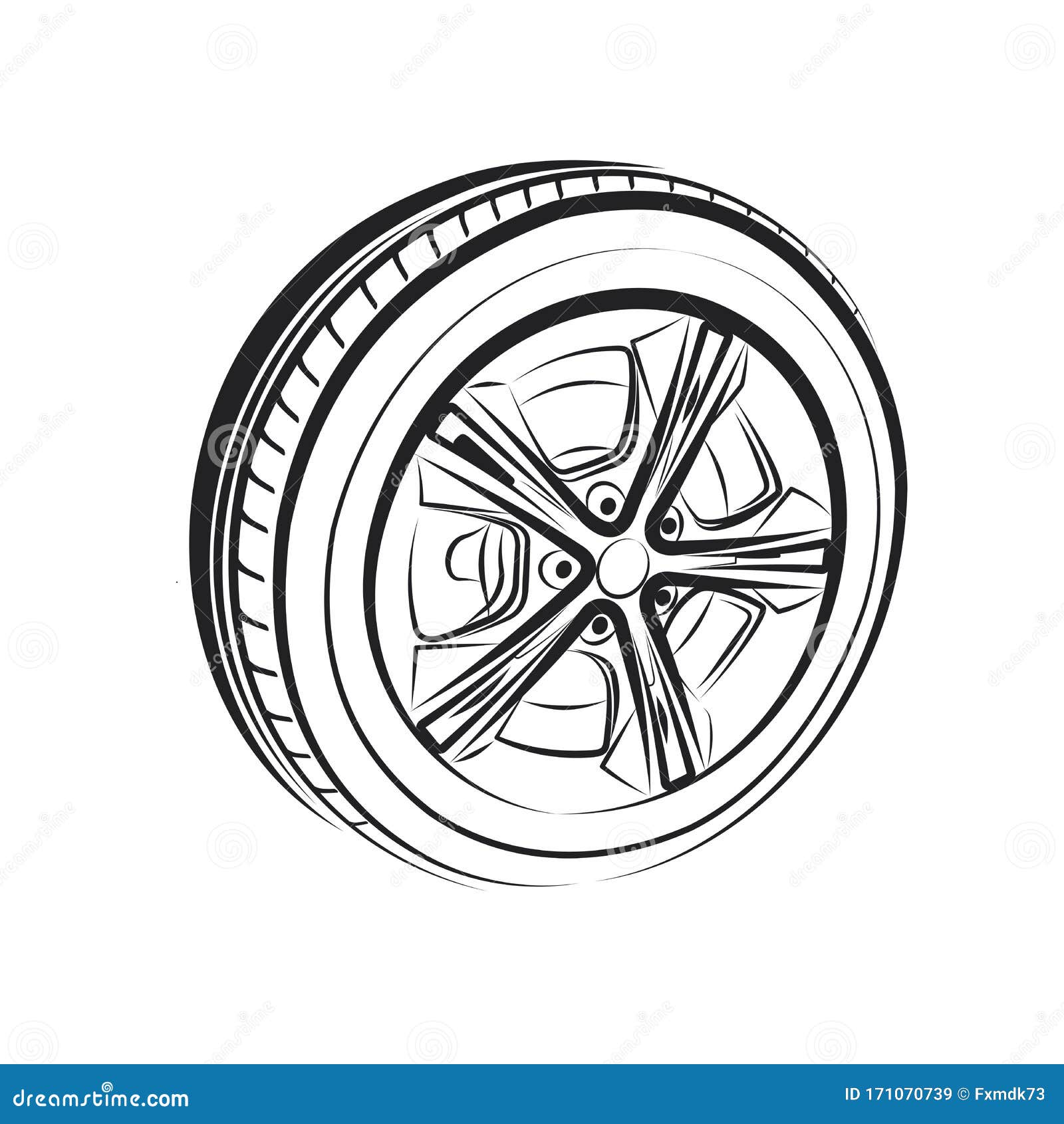Car Wheel on a White Background. Stock Vector - Illustration of circle ...